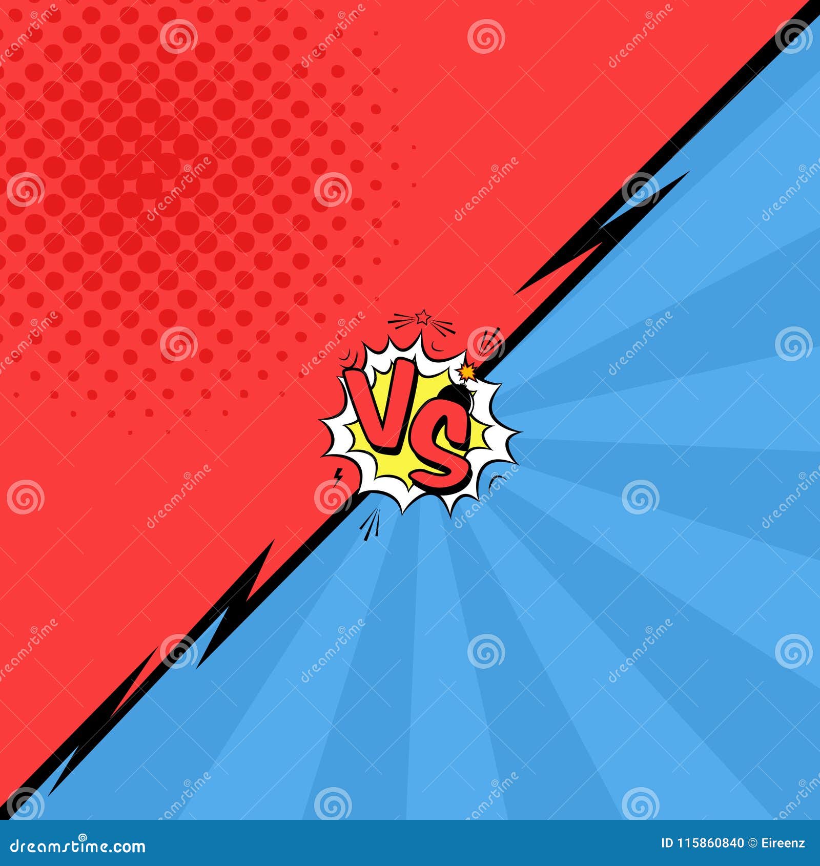 Vector Illustration of Versus Letters with Speech Bubble, Bomb Stock ...