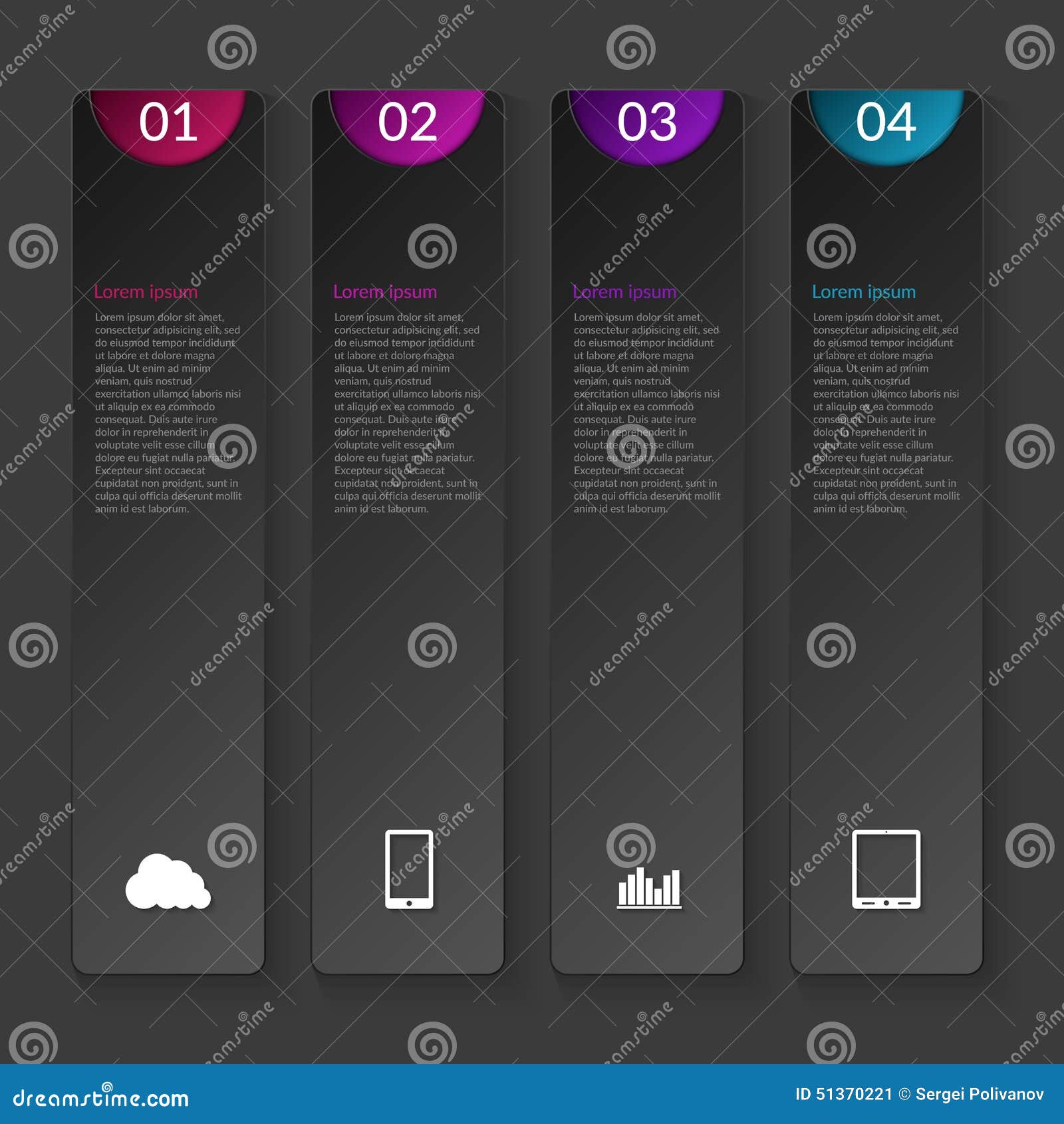 Vector Illustration of a Vertical Infographics Dark Background Stock ...