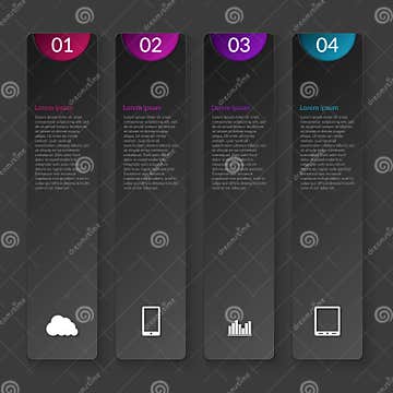 Vector Illustration of a Vertical Infographics Dark Background Stock ...
