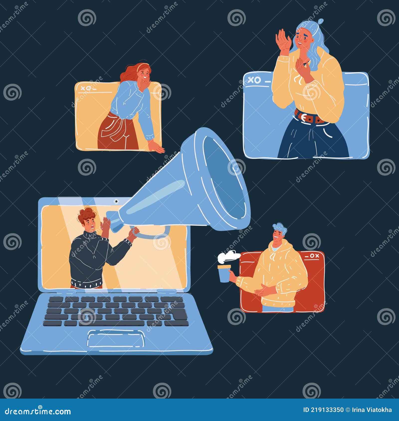 Vector Illustration of Video Conference Illustration. Video Call ...