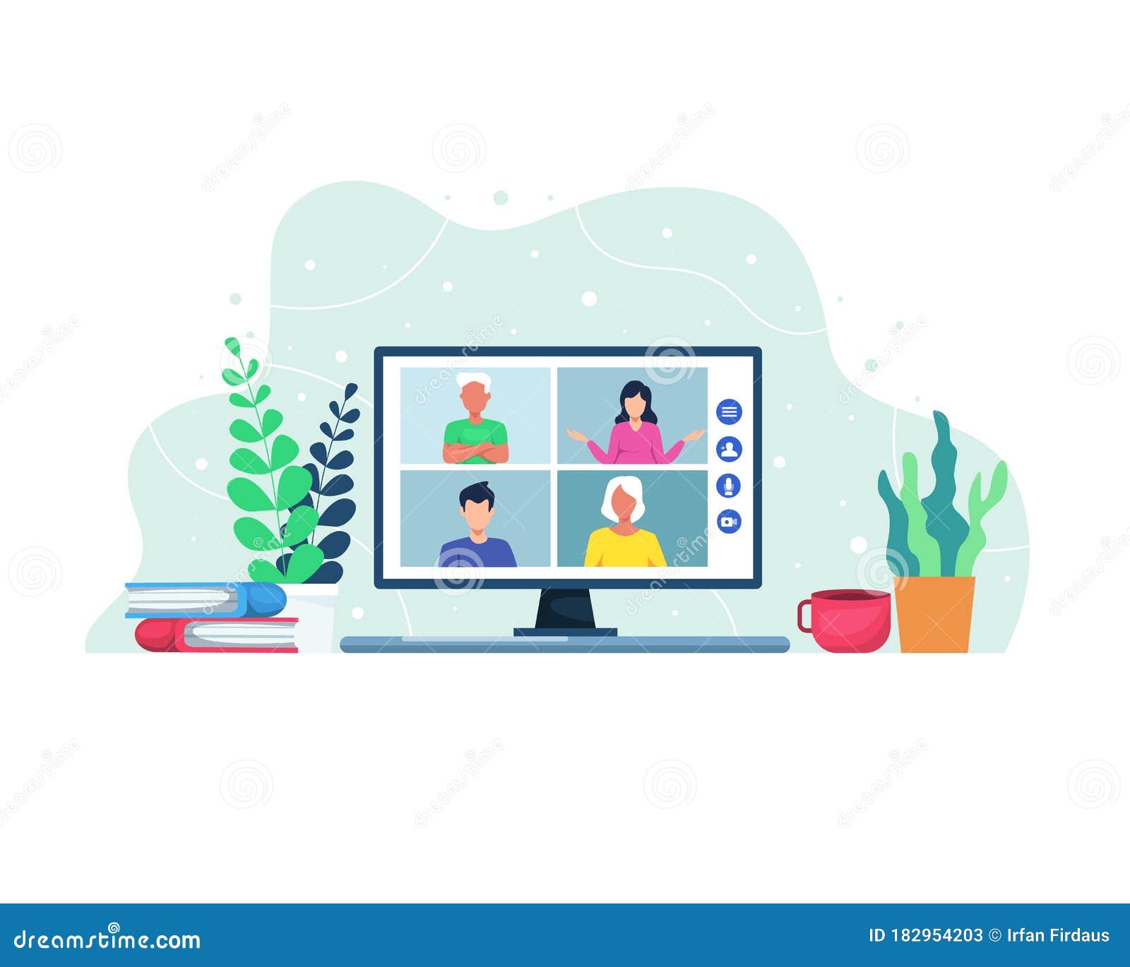 Vector Illustration Video Conference Concept Stock Vector ...