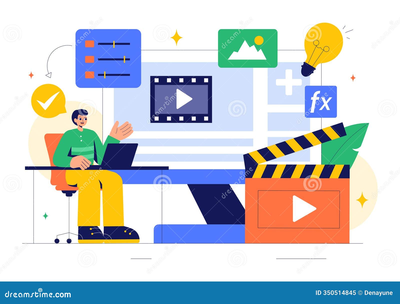 Creating Animated Video Loop Concept Icon Cartoon Vector ...