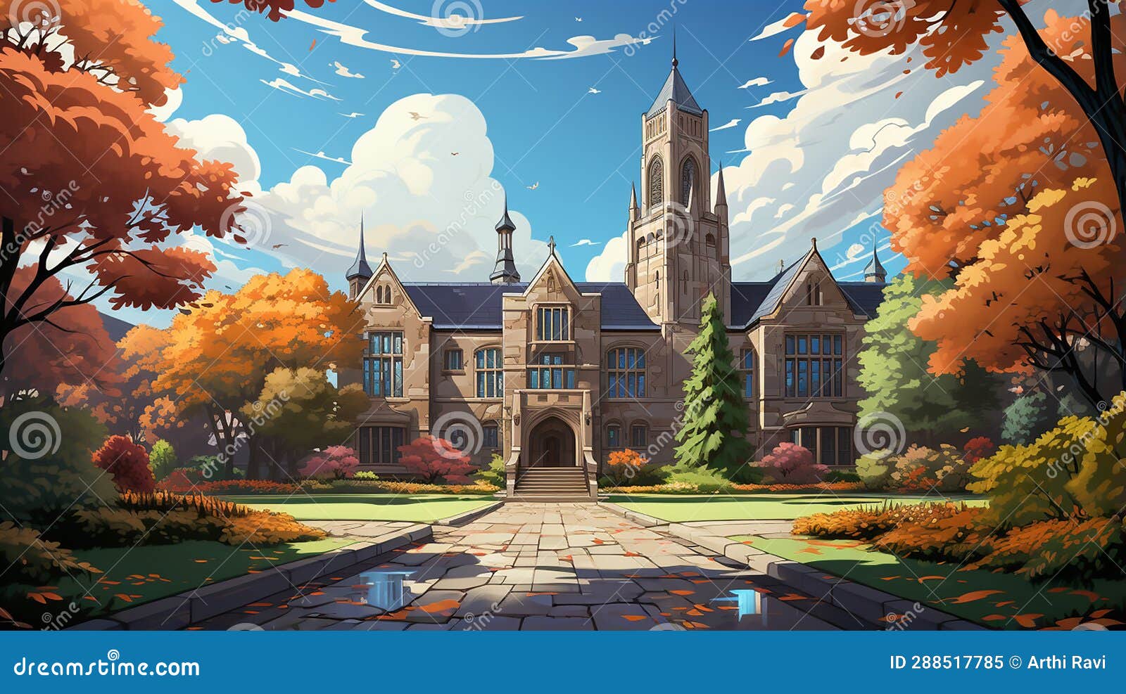Vector Illustration of Village School Stock Image - Image of ...