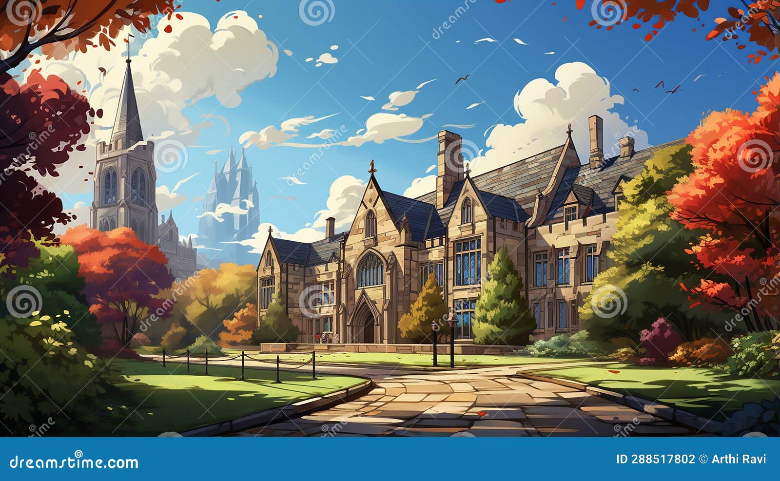 Vector Illustration of Village School Stock Illustration - Illustration ...