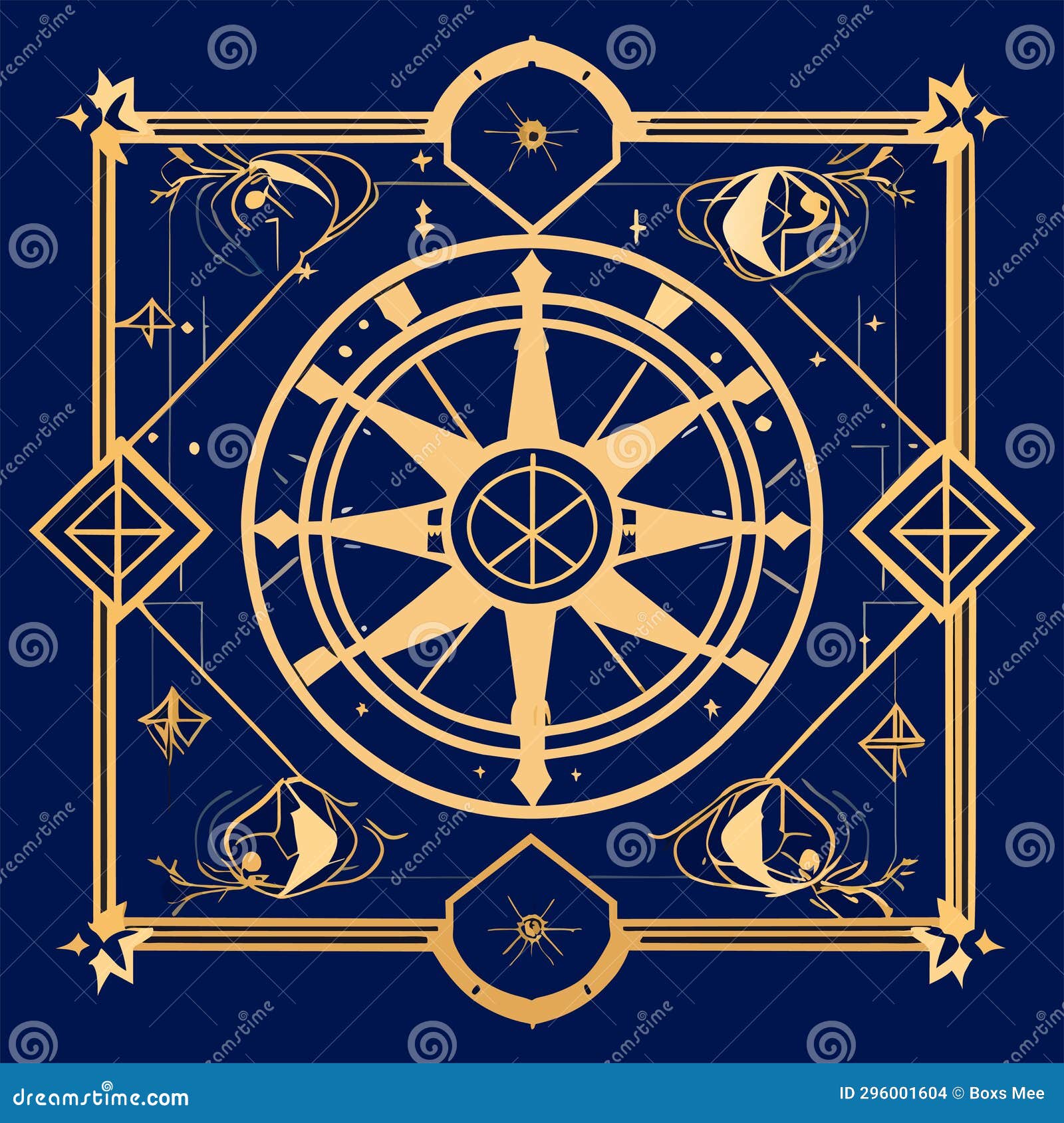 Vector Illustration of a Vintage Compass on a Dark Blue Background. EPS ...