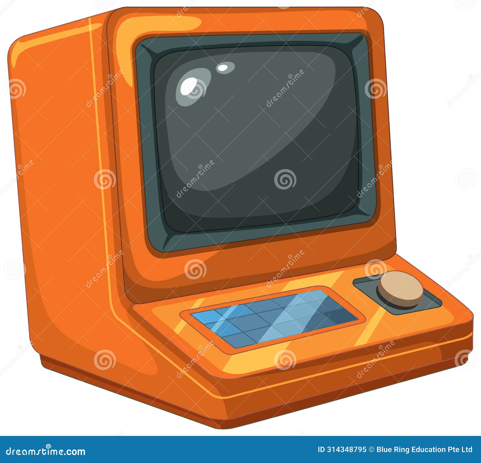 A vintage orange computer stock vector. Illustration of classic - 314348795
