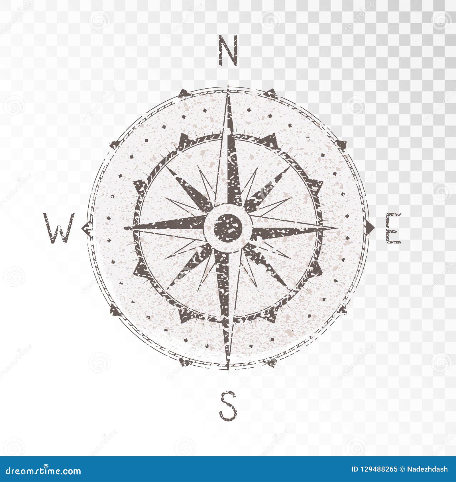 Vector Illustration with a Vintage Textured Compass or Wind Rose and ...