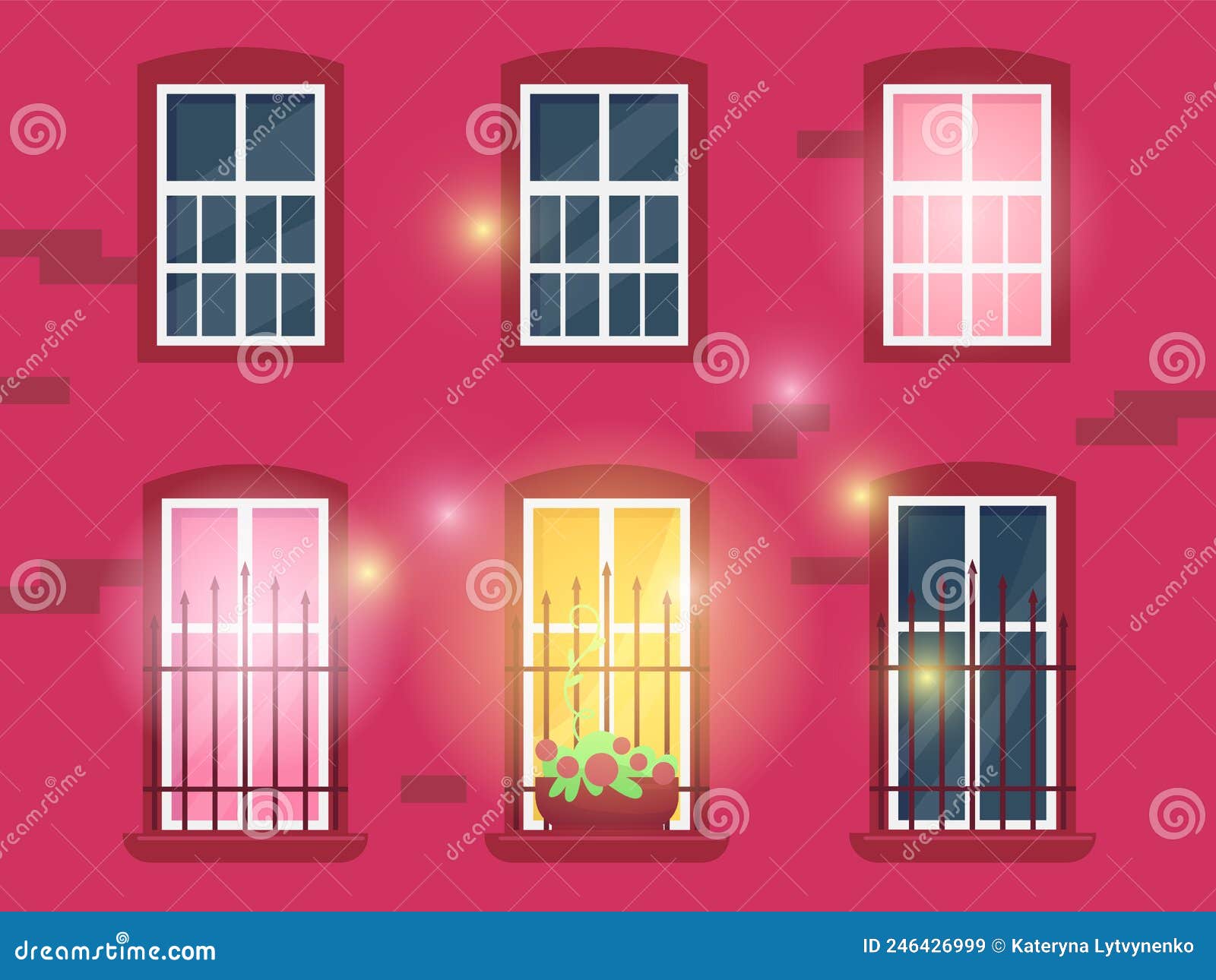 Vector Illustration of Vintage Windows in Modern Style Stock Vector ...