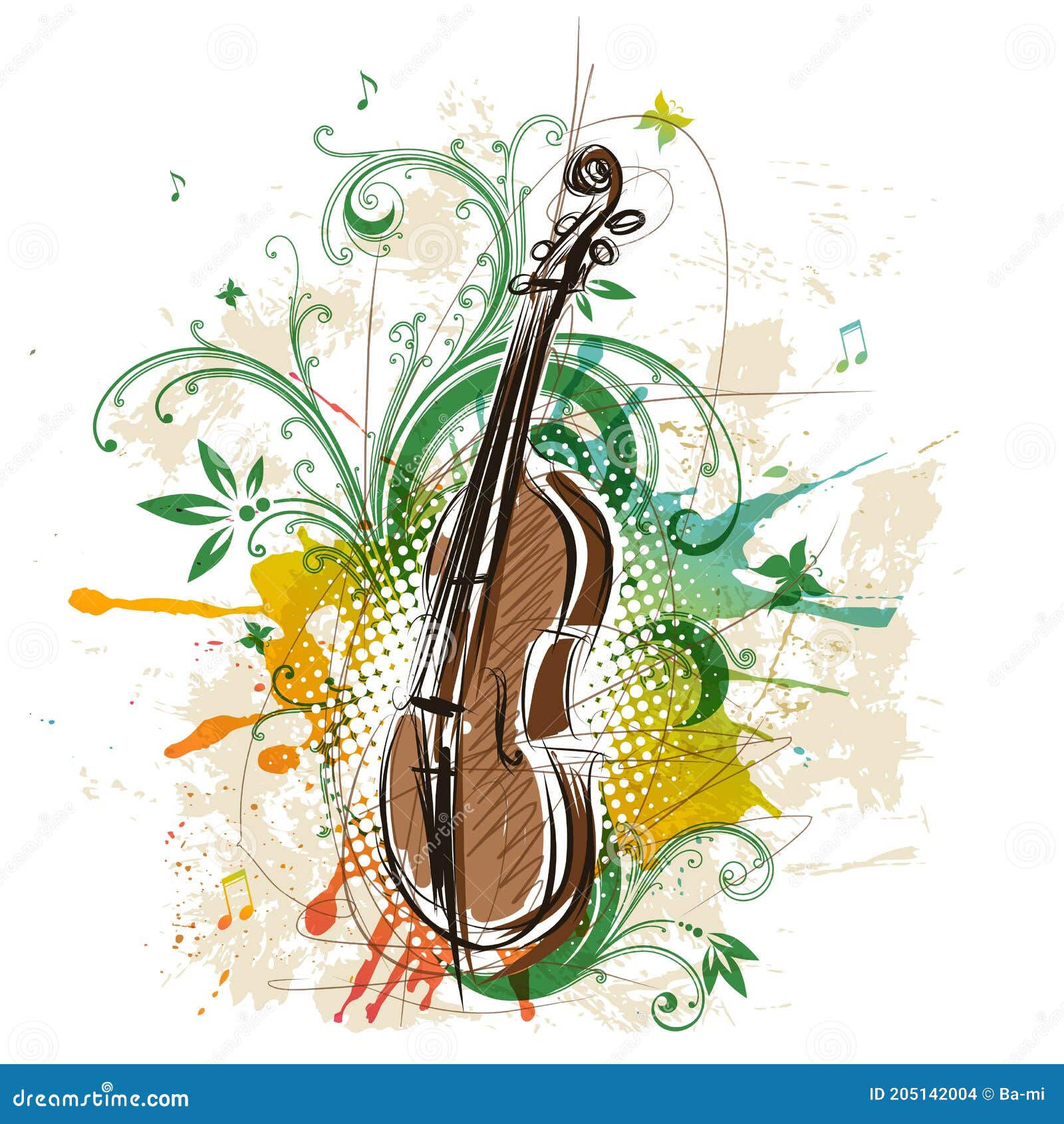 Vector Illustration of a Violin Stock Vector - Illustration of paint ...