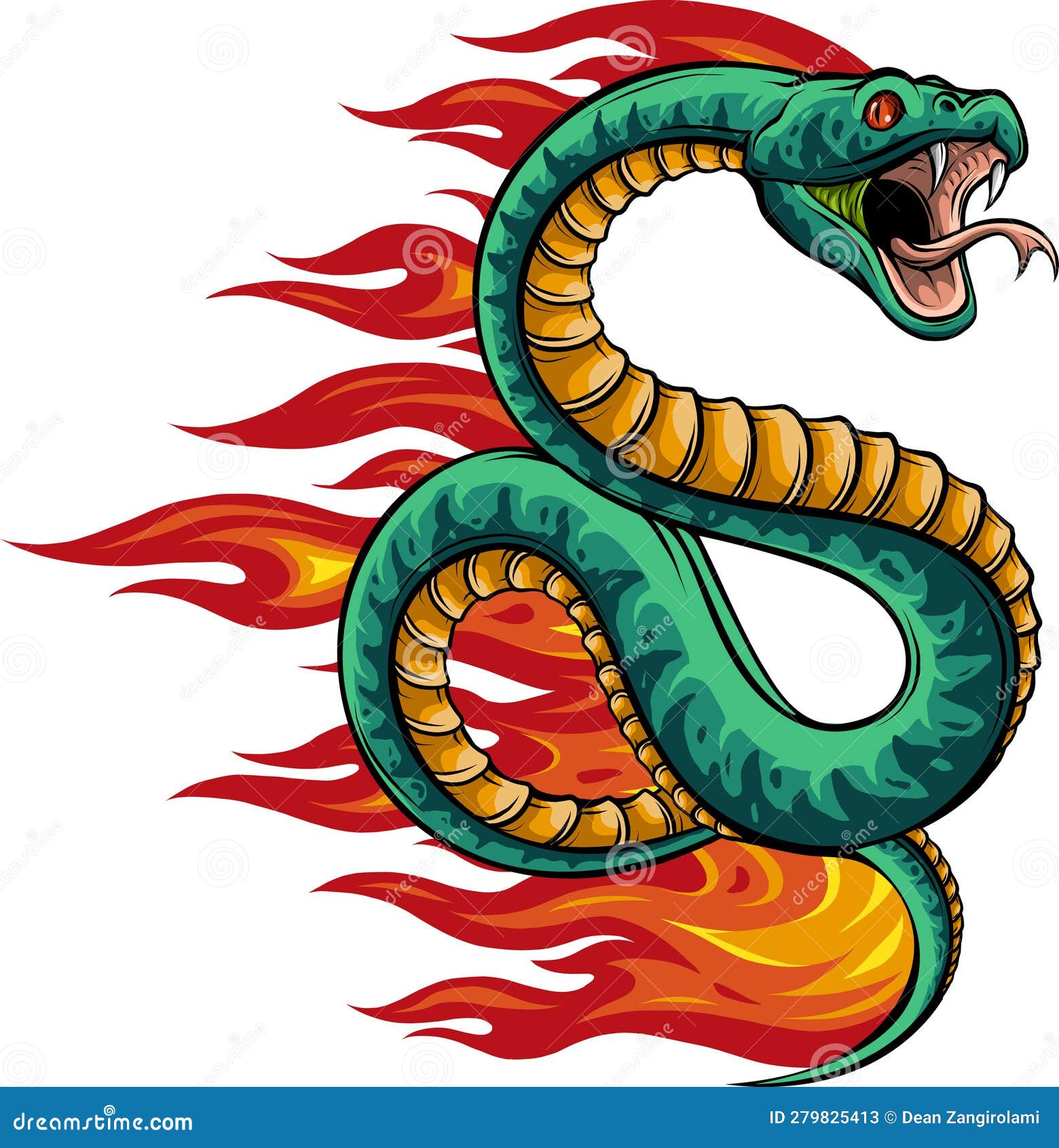 Vector Illustration of Viper Snake with Flame Stock Vector ...