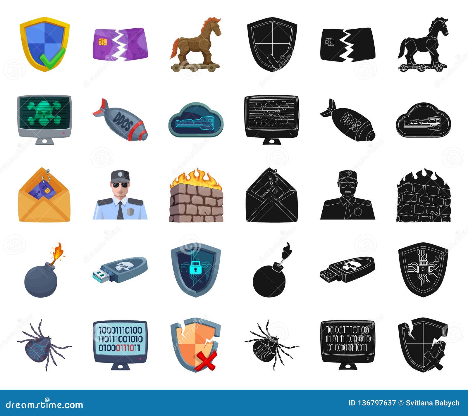 Vector Illustration of Virus and Secure Logo. Collection of Virus and ...