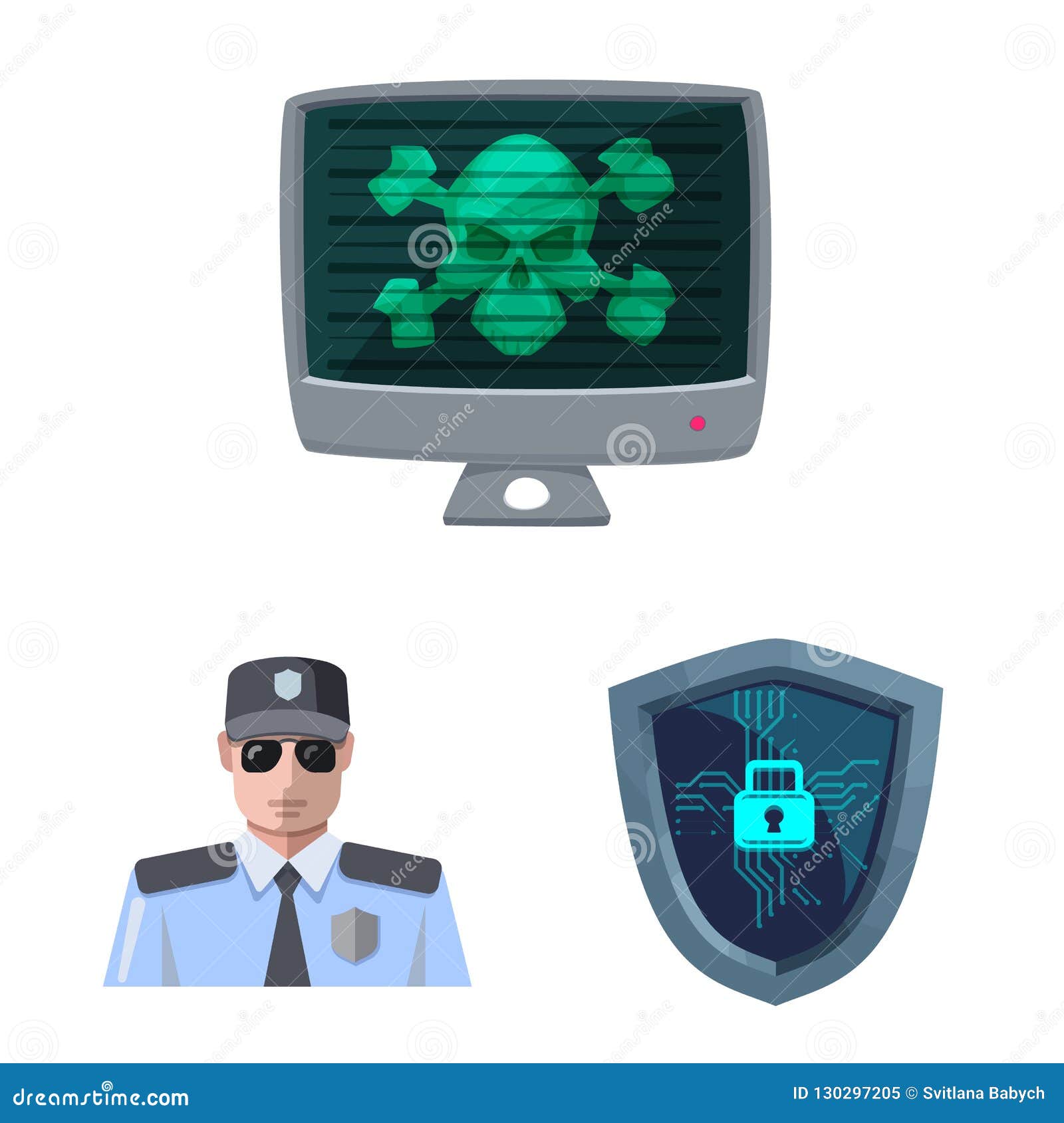 Vector Design of Virus and Secure Symbol. Set of Virus and Cyber Stock ...