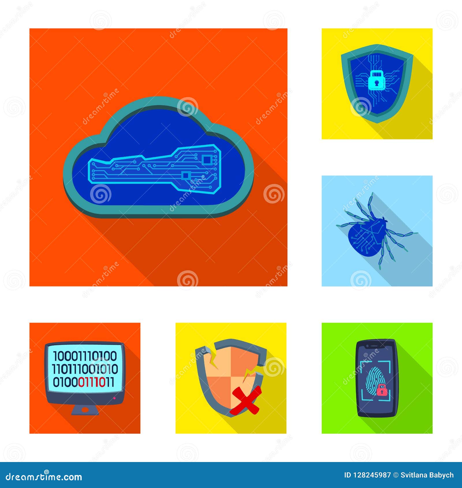 Vector Design of Virus and Secure Symbol. Collection of Virus and Cyber ...