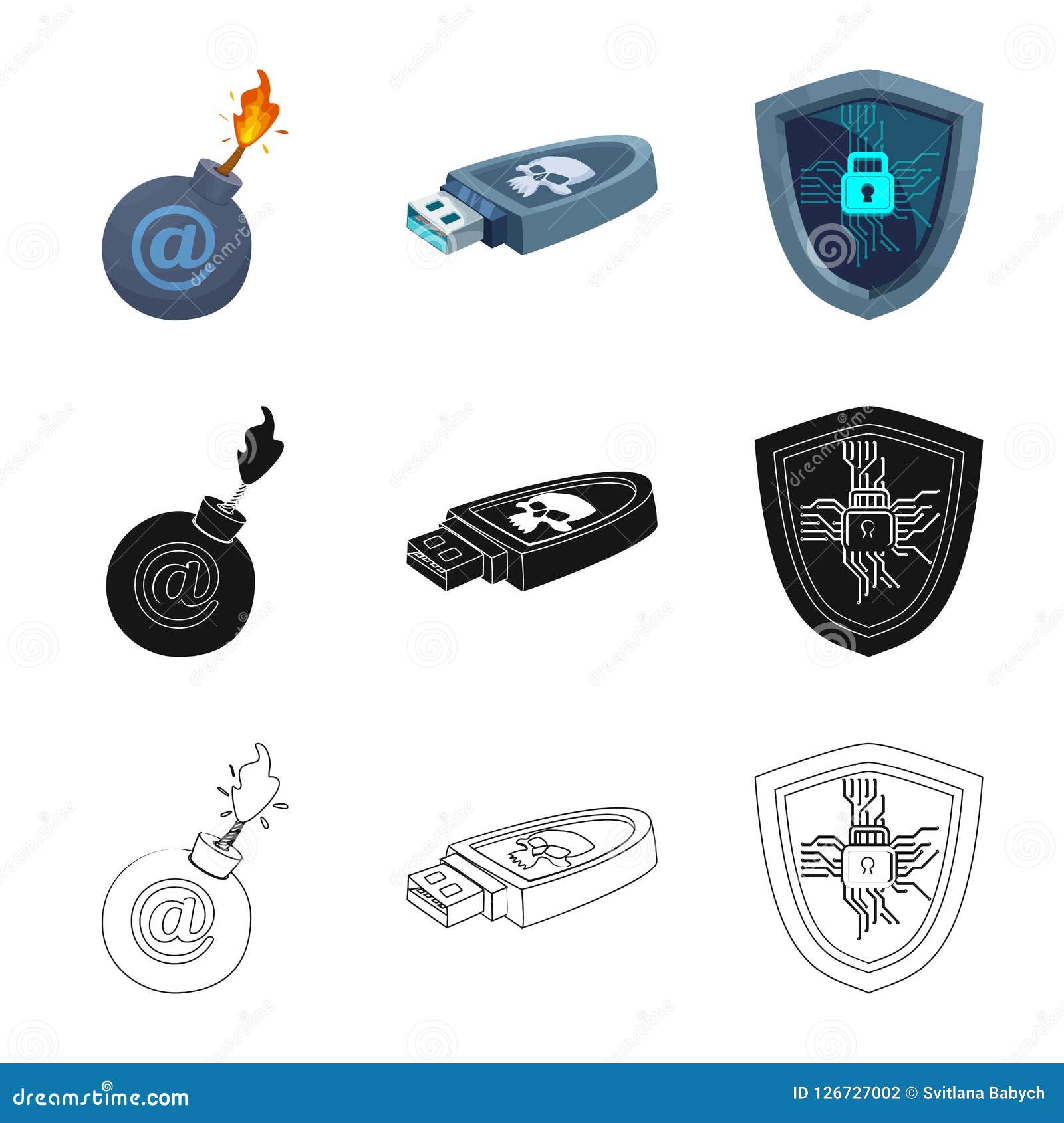 Vector Design of Virus and Secure Symbol. Collection of Virus and Cyber ...