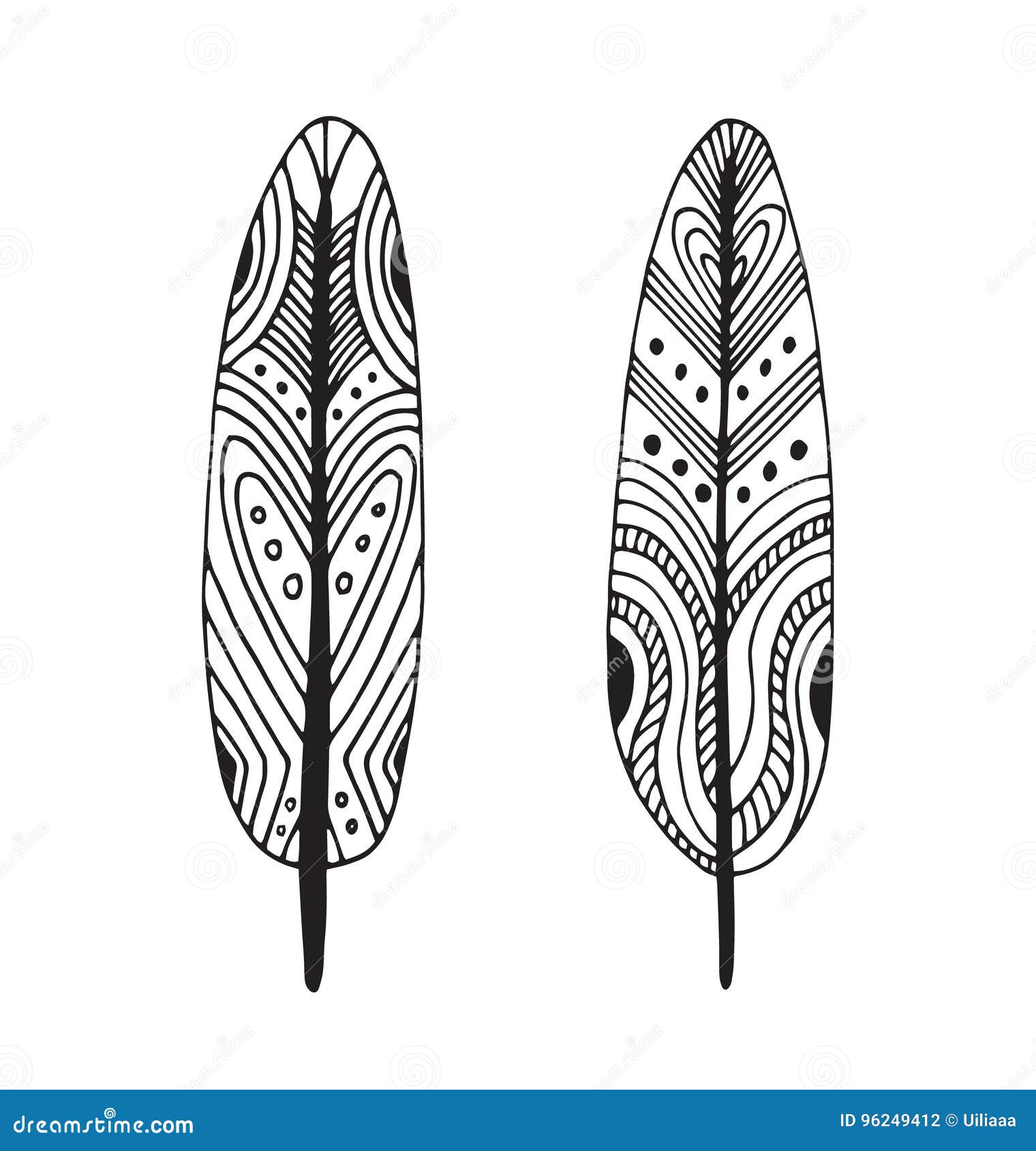 Vector Illustration Von Federn Im Schwarzen Und in Der Wightgraphikart ...