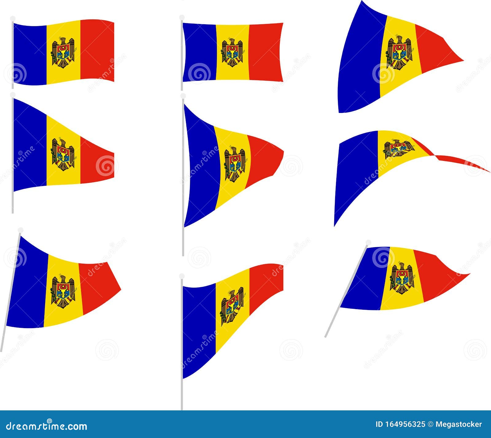 Vector Illustration Von Set Mit Moldau-Flagge Vektor Abbildung ...
