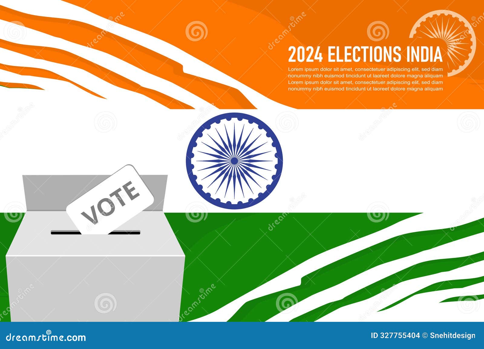 Vector Illustration of Vote India Concept with Indian Flag Stock ...