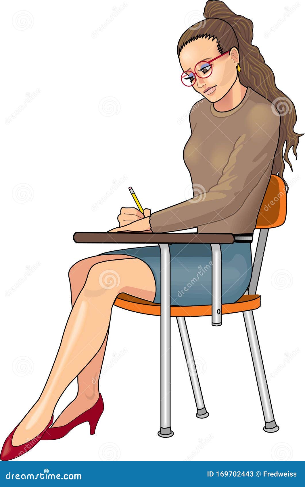 Student Taking Notes Vector Illustration Stock Vector - Illustration of ...