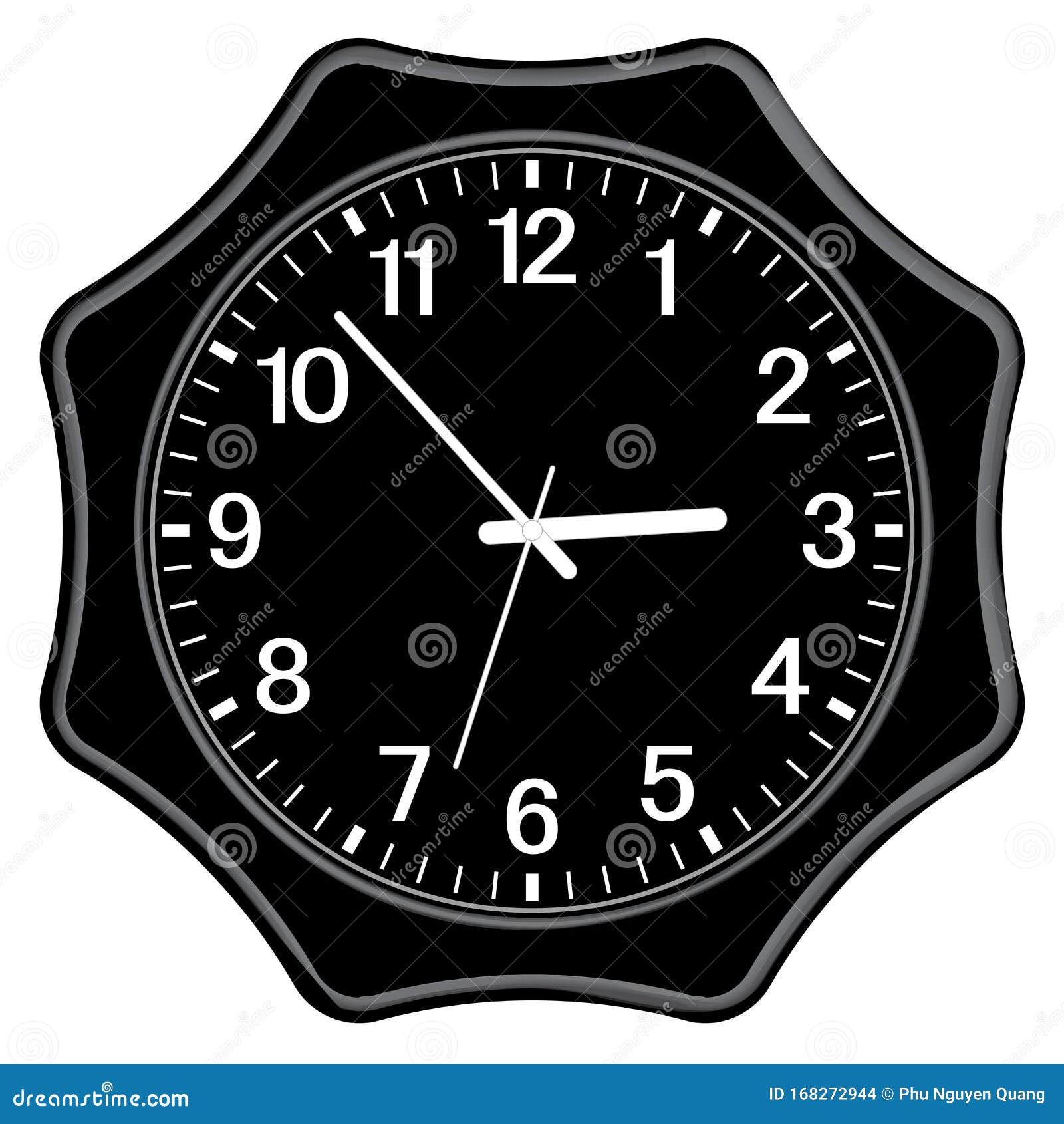 Black Wall Clock. Classic Style. 3D Effect Stock Vector - Illustration ...