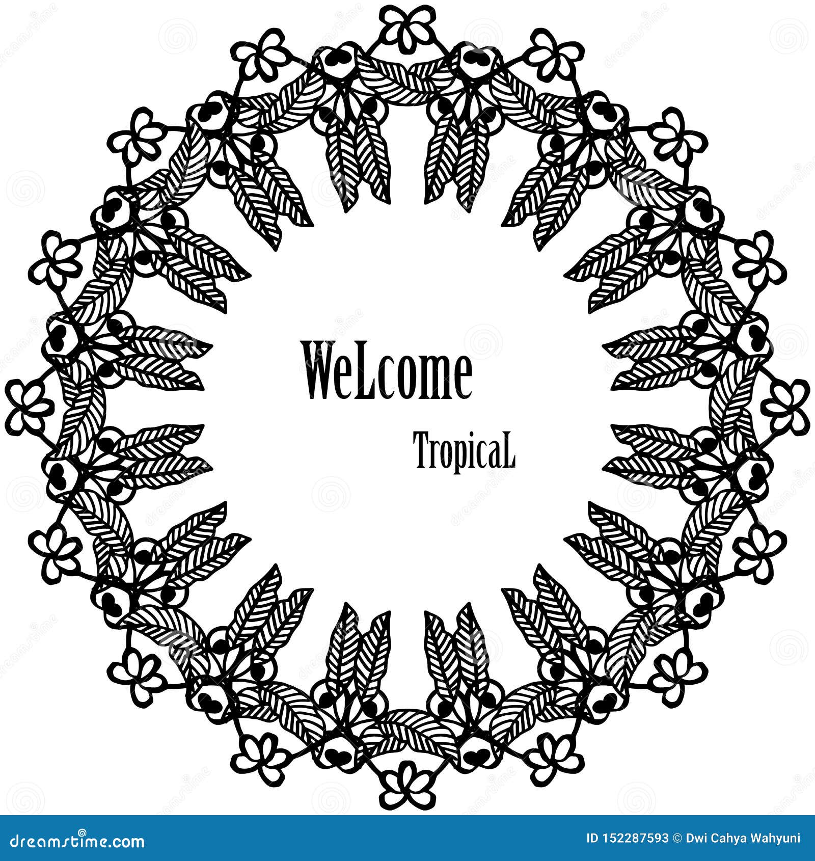 Vector Illustration Wallpaper Writing of Welcome Tropical with Various ...