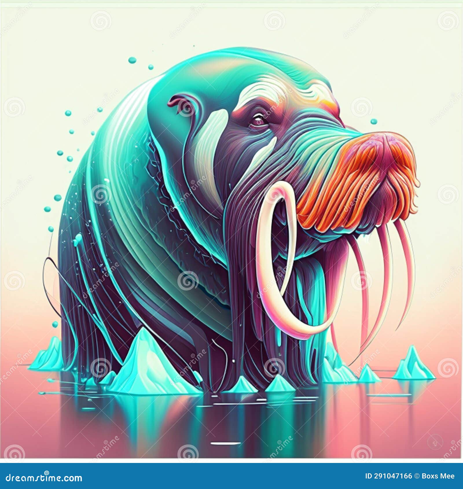 Vector Illustration of a Walrus in a Modern Style with a Gradient ...