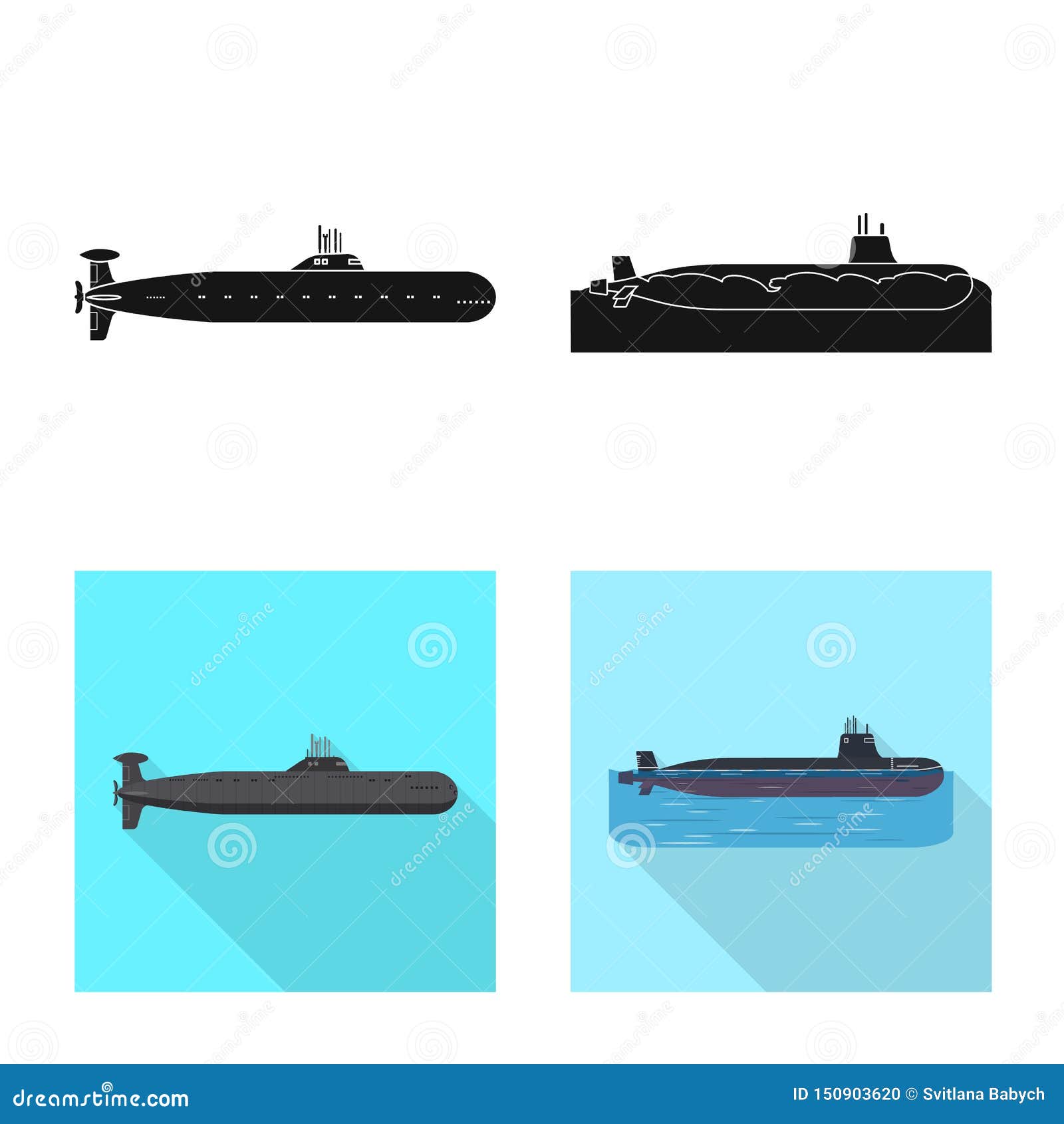 Vector Illustration of War and Ship Icon. Set of War and Fleet Stock ...