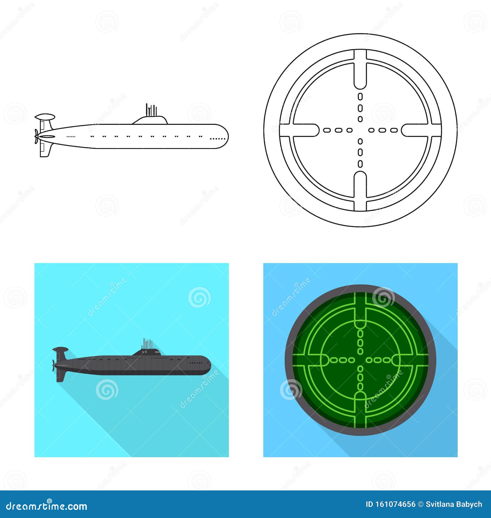 Vector Illustration of War and Ship Icon. Set of War and Fleet Stock ...