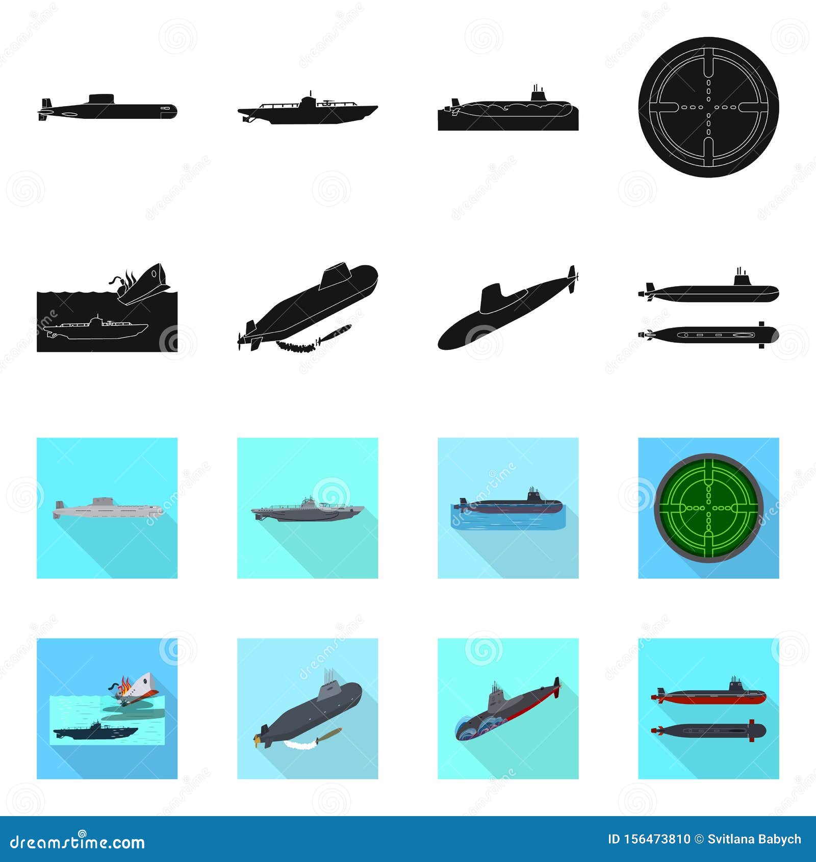 Vector Illustration of War and Ship Symbol. Collection of War and Fleet ...