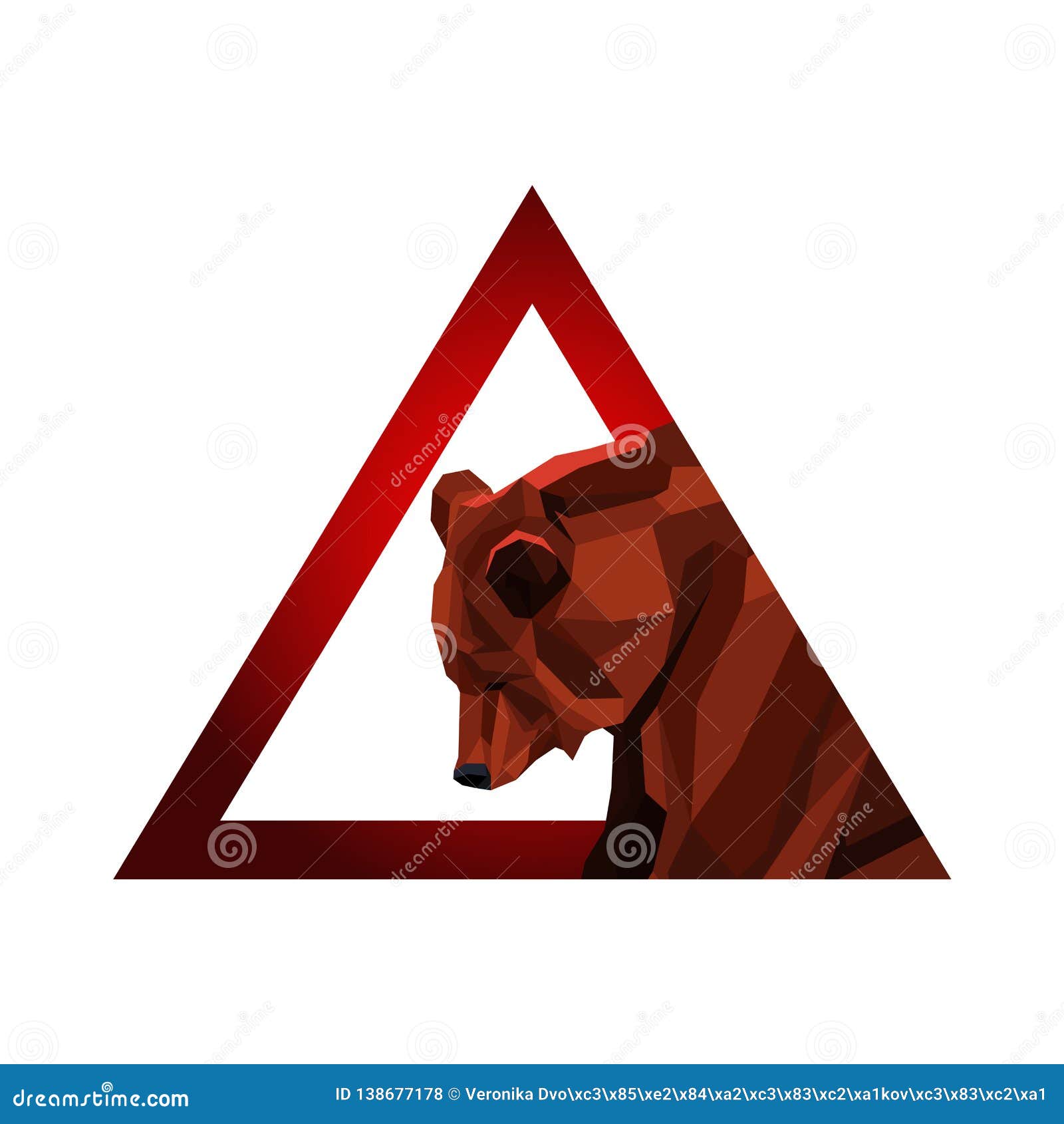 Warning Sign with Low Poly Bear Stock Vector - Illustration of triangle ...