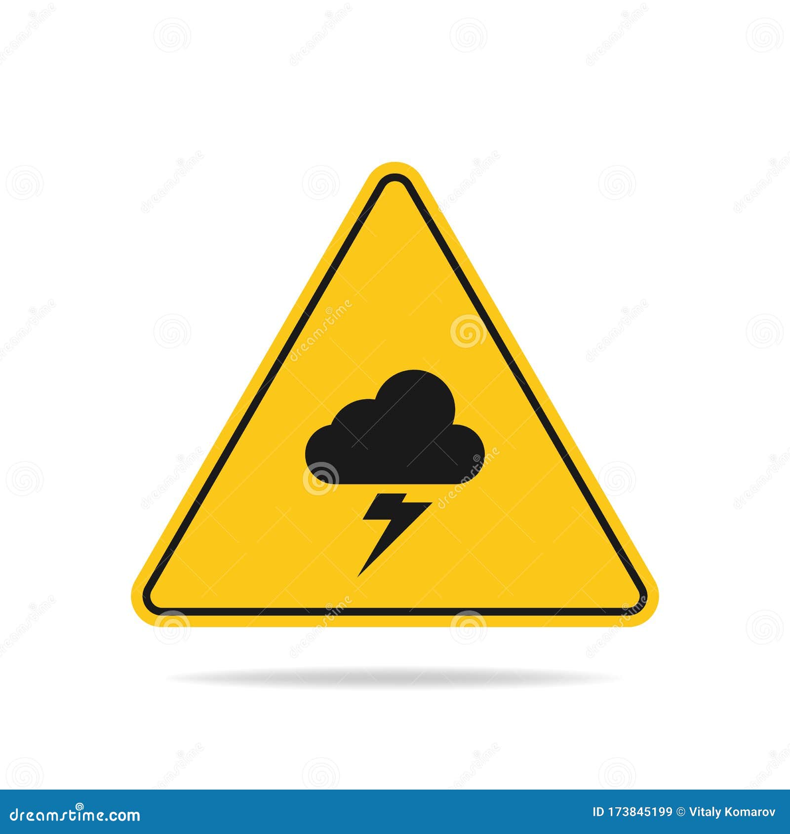The Vector Illustration of a Warning Sign of a Thunderstorm is on a ...