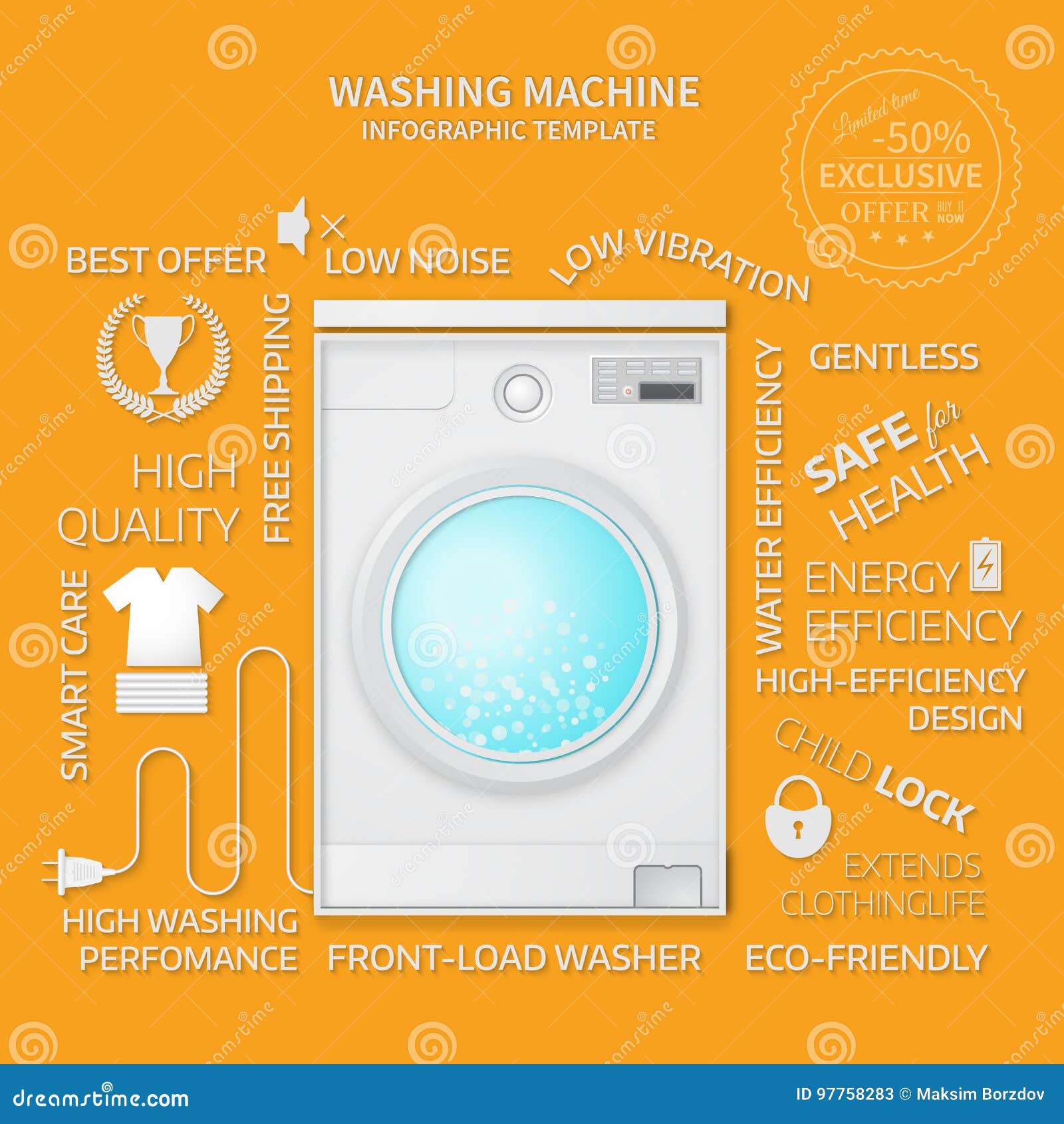 Vector Illustration of Washer Stock Vector - Illustration of interior ...