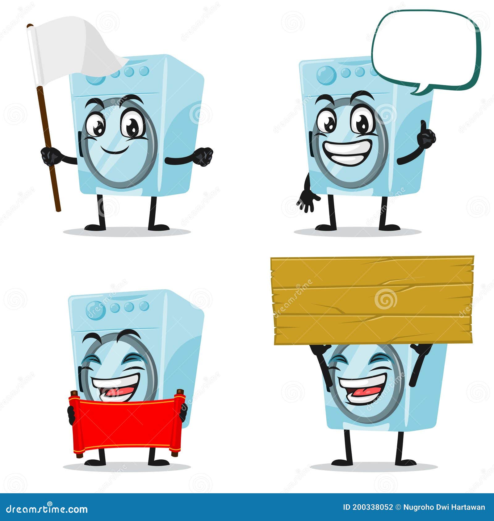 Vector Illustration of Washing Machine Mascot or Character Stock Vector ...