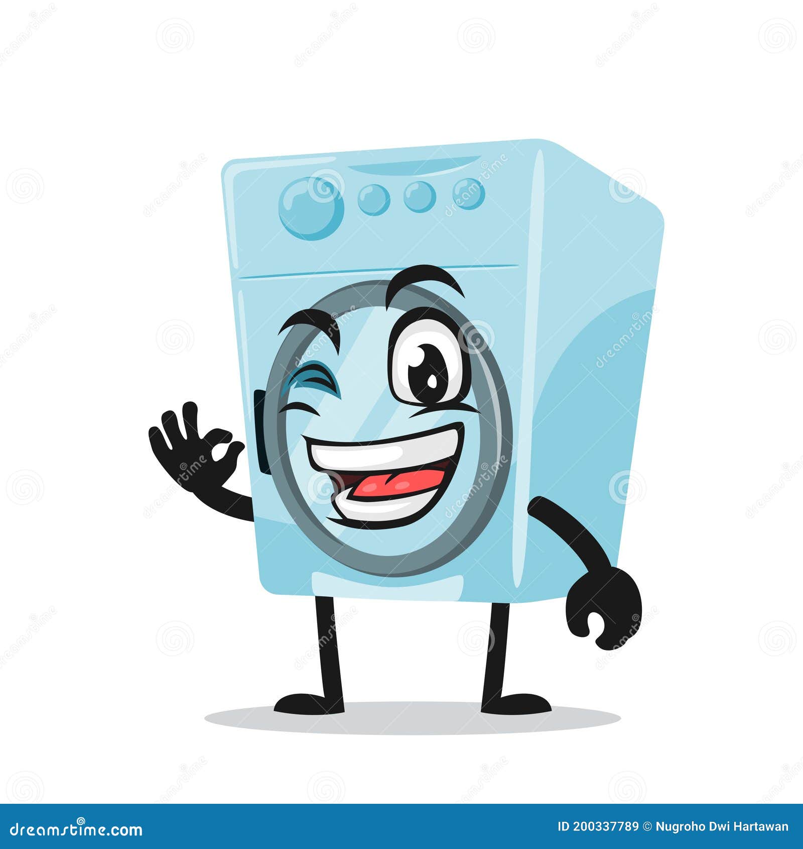 Vector Illustration of Washing Machine Mascot or Character Stock Vector ...