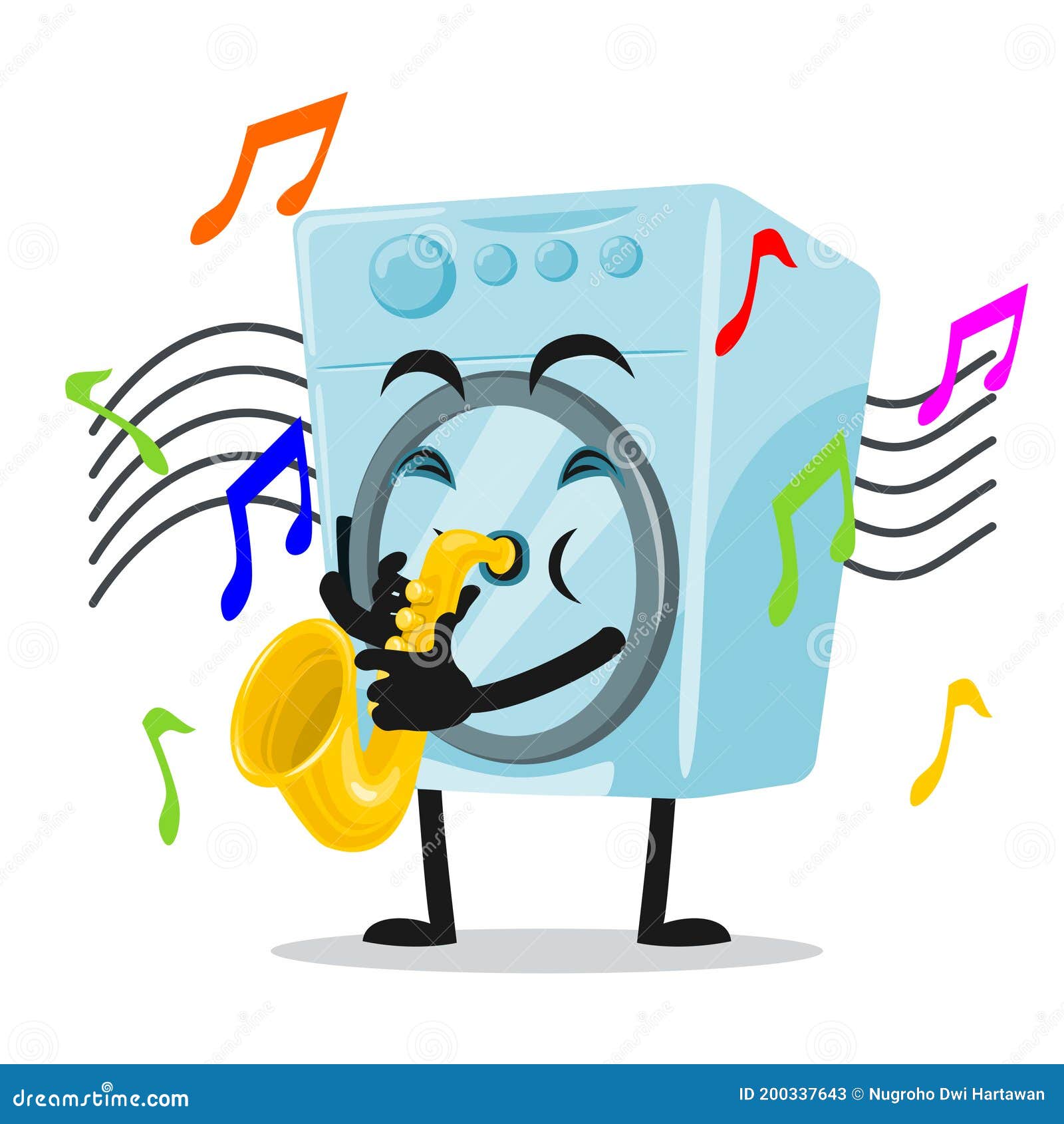 Vector Illustration of Washing Machine Mascot or Character Stock Vector ...