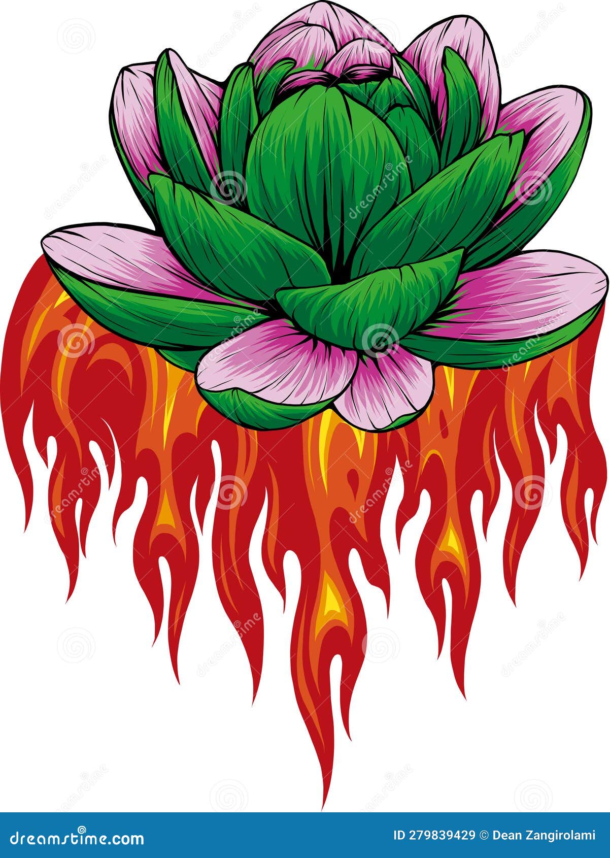 Vector Illustration of Water Lily with Flames Stock Vector - Illustration of plant, flower ...