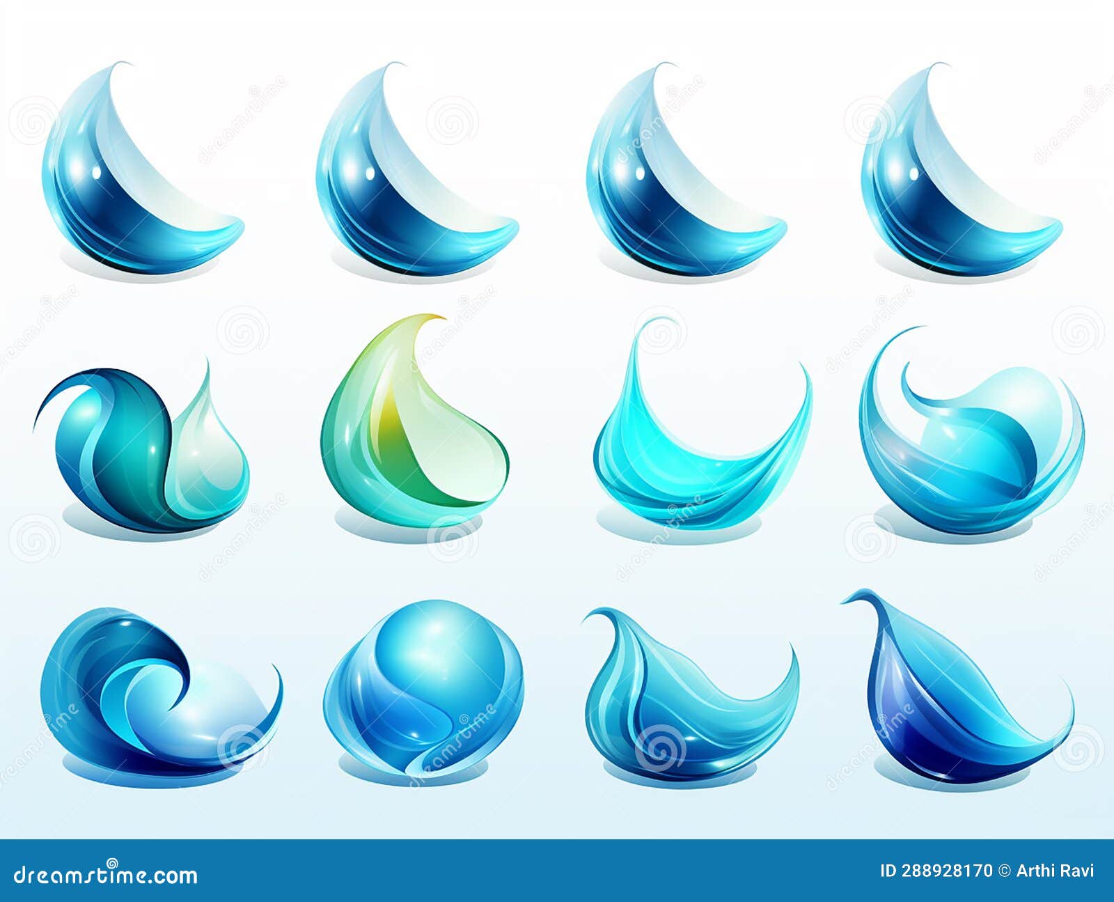 Vector Illustration of Water Wave Set Stock Illustration - Illustration ...