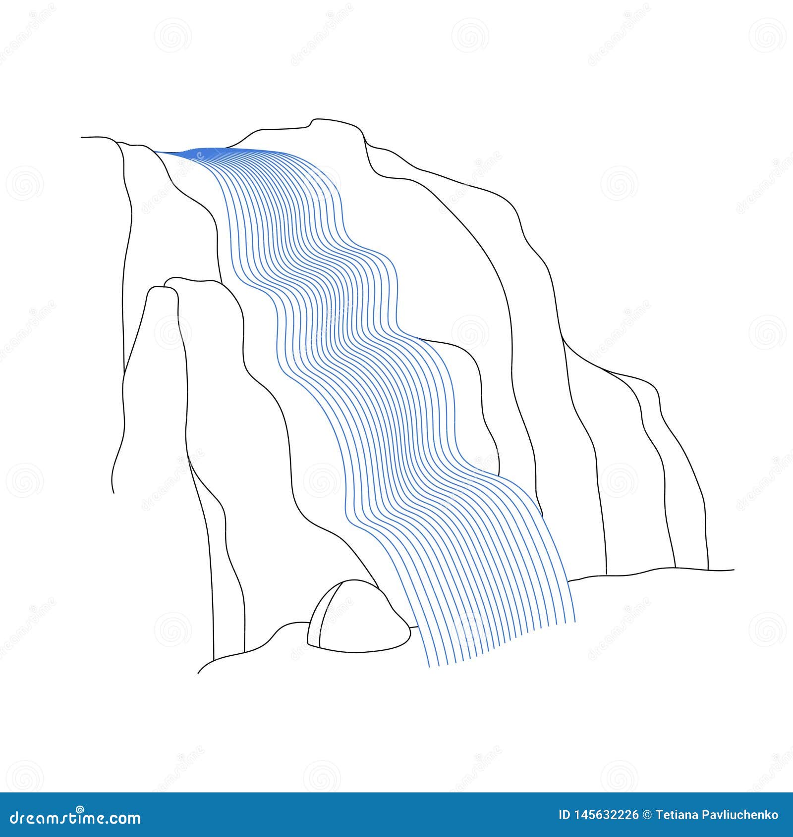 Vector Illustration Of Waterfall Cascade | CartoonDealer.com #145632226
