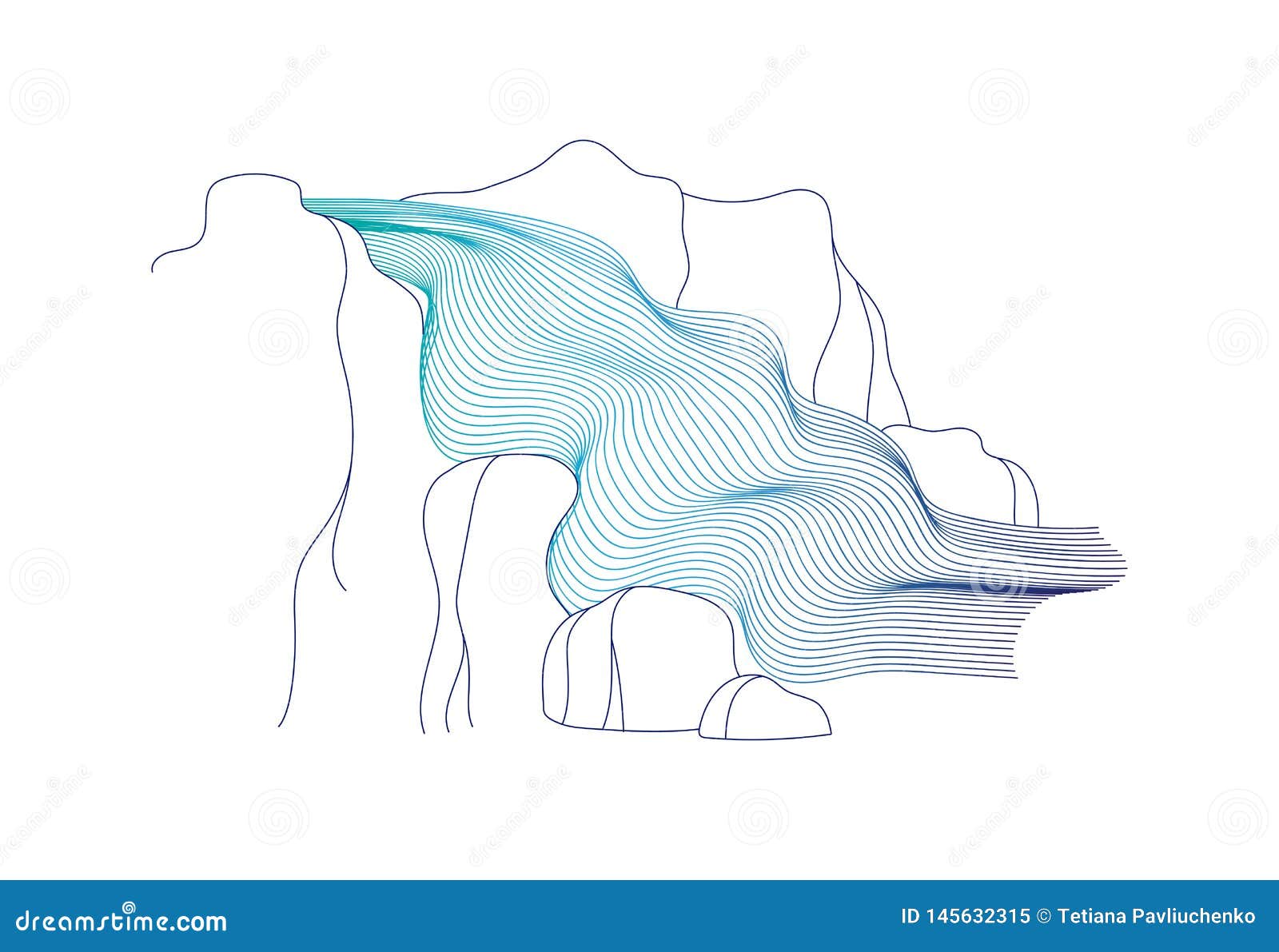 Vector Illustration of Waterfall Cascade Stock Vector - Illustration of ...