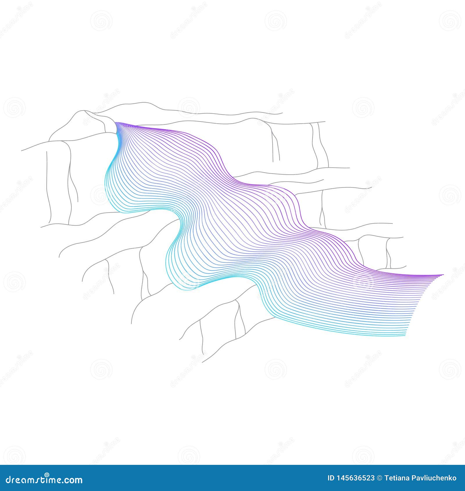 Vector Illustration of Waterfall Cascade Stock Vector - Illustration of ...