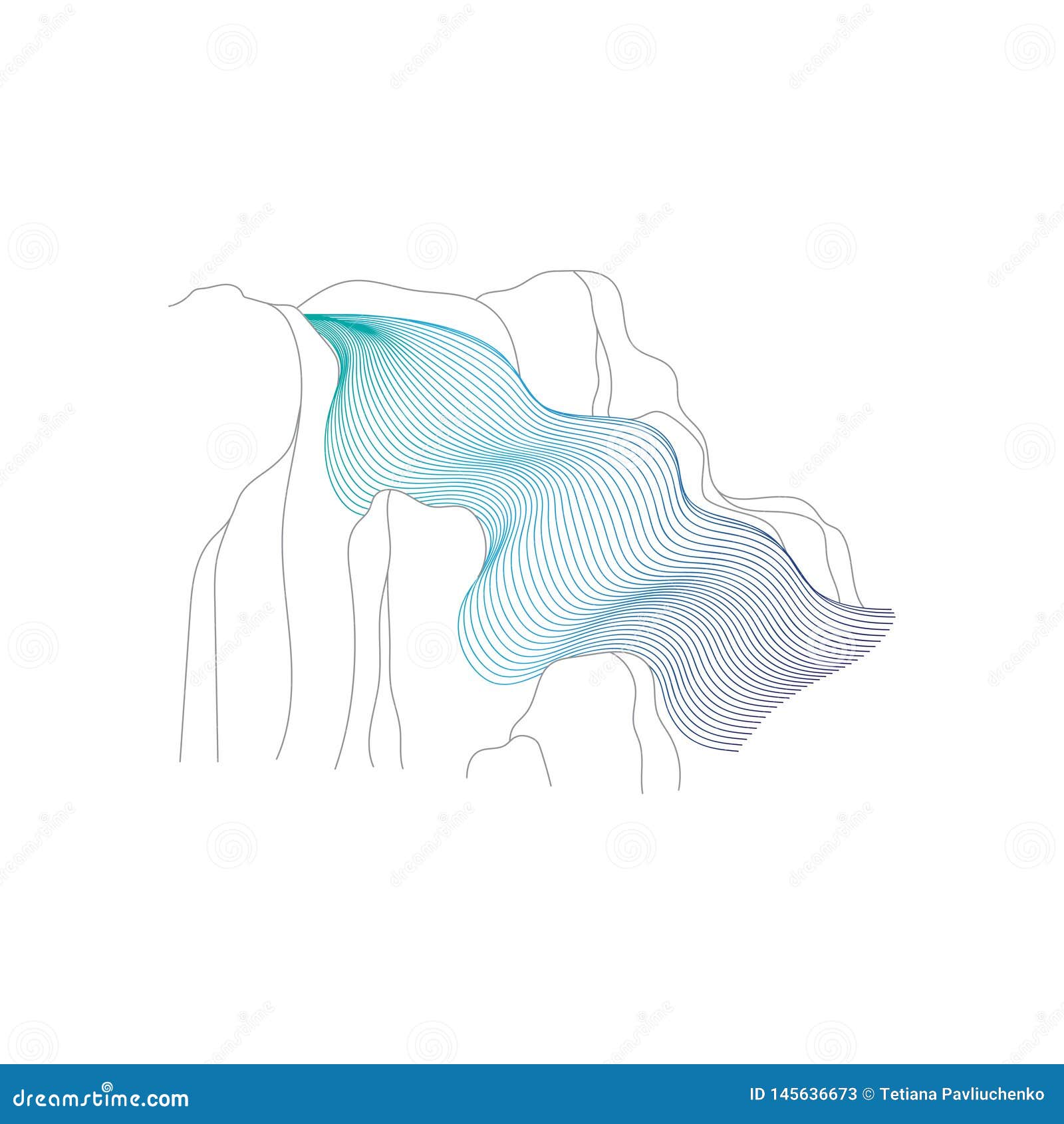 Vector Illustration of Waterfall Cascade Stock Vector - Illustration of ...