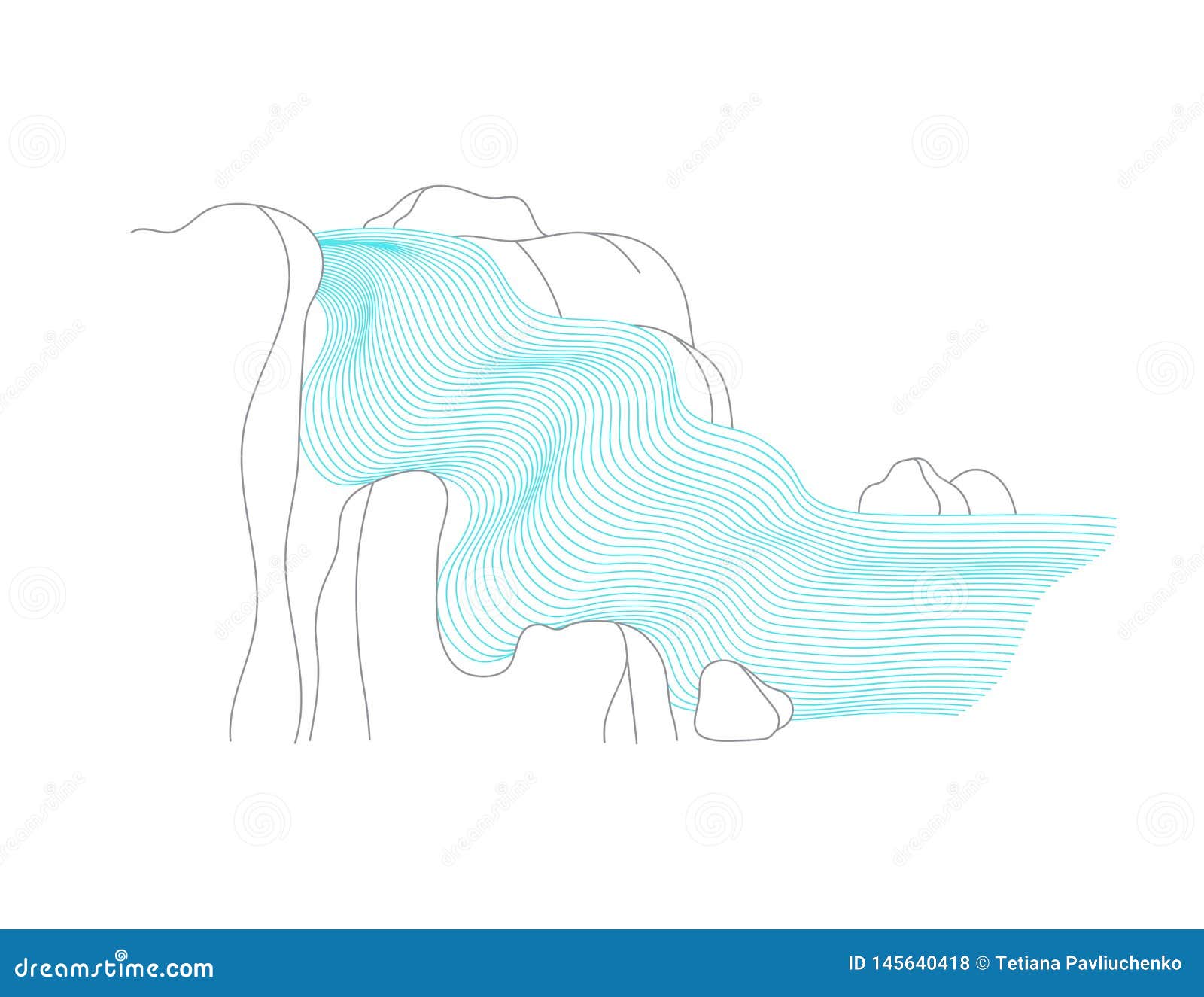 Vector Illustration of Waterfall Cascade Stock Vector - Illustration of ...
