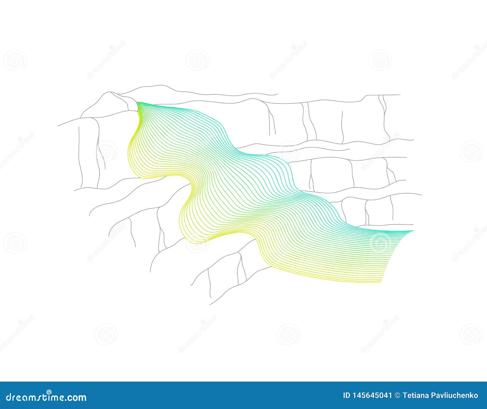 Vector Illustration of Waterfall Cascade Stock Vector - Illustration of ...
