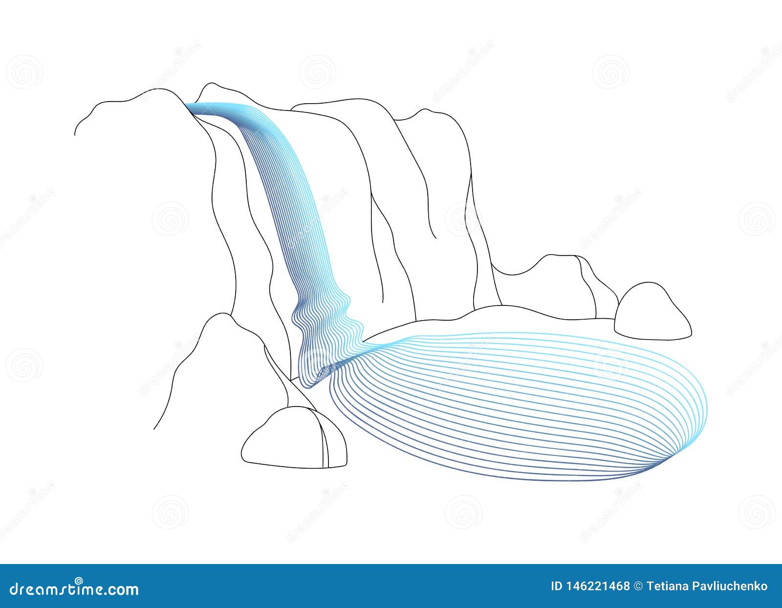 Vector Illustration of Waterfall Cascade Stock Vector - Illustration of ...