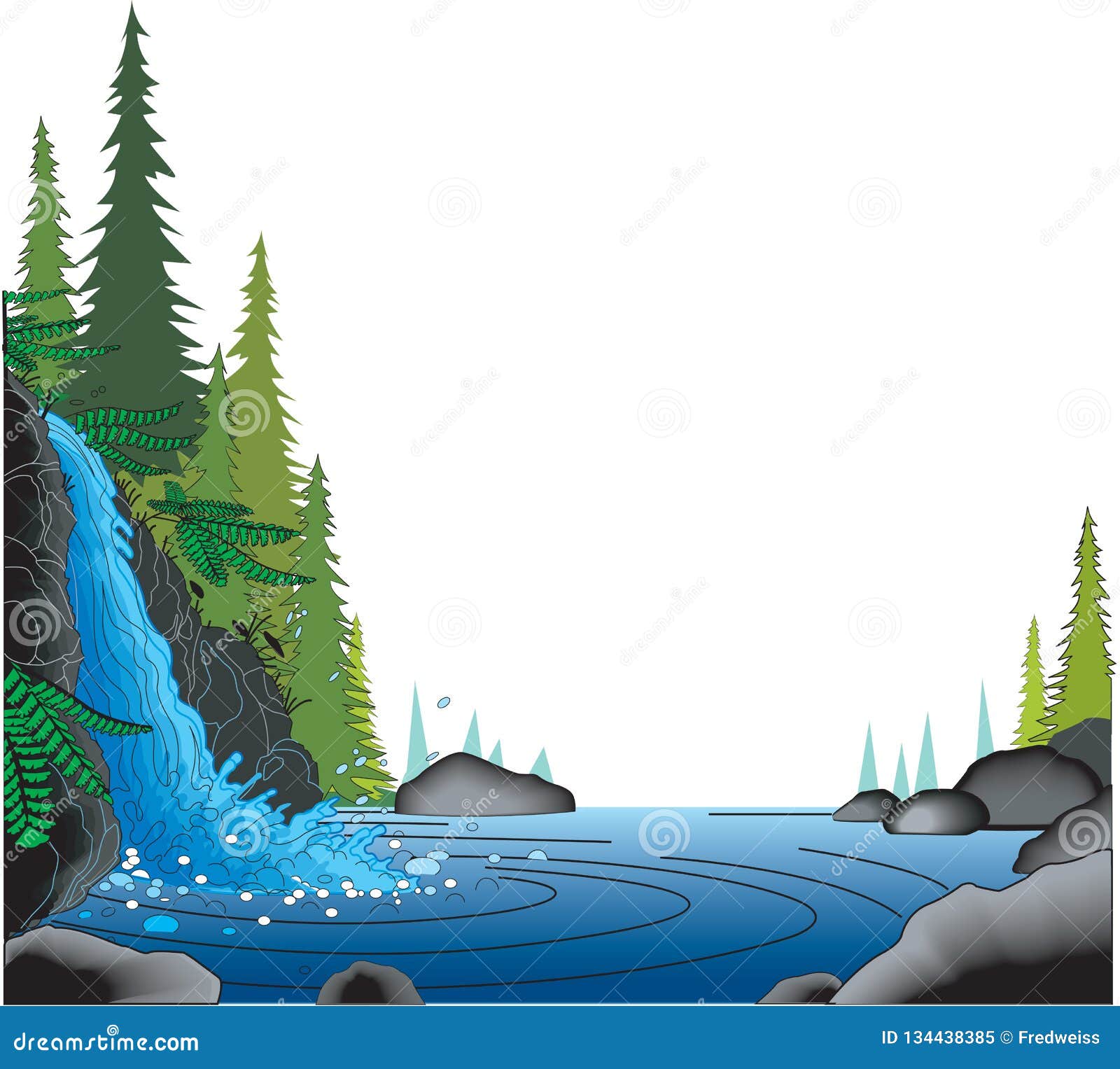 Waterfall Border Vector Illustration Stock Vector - Illustration of ...