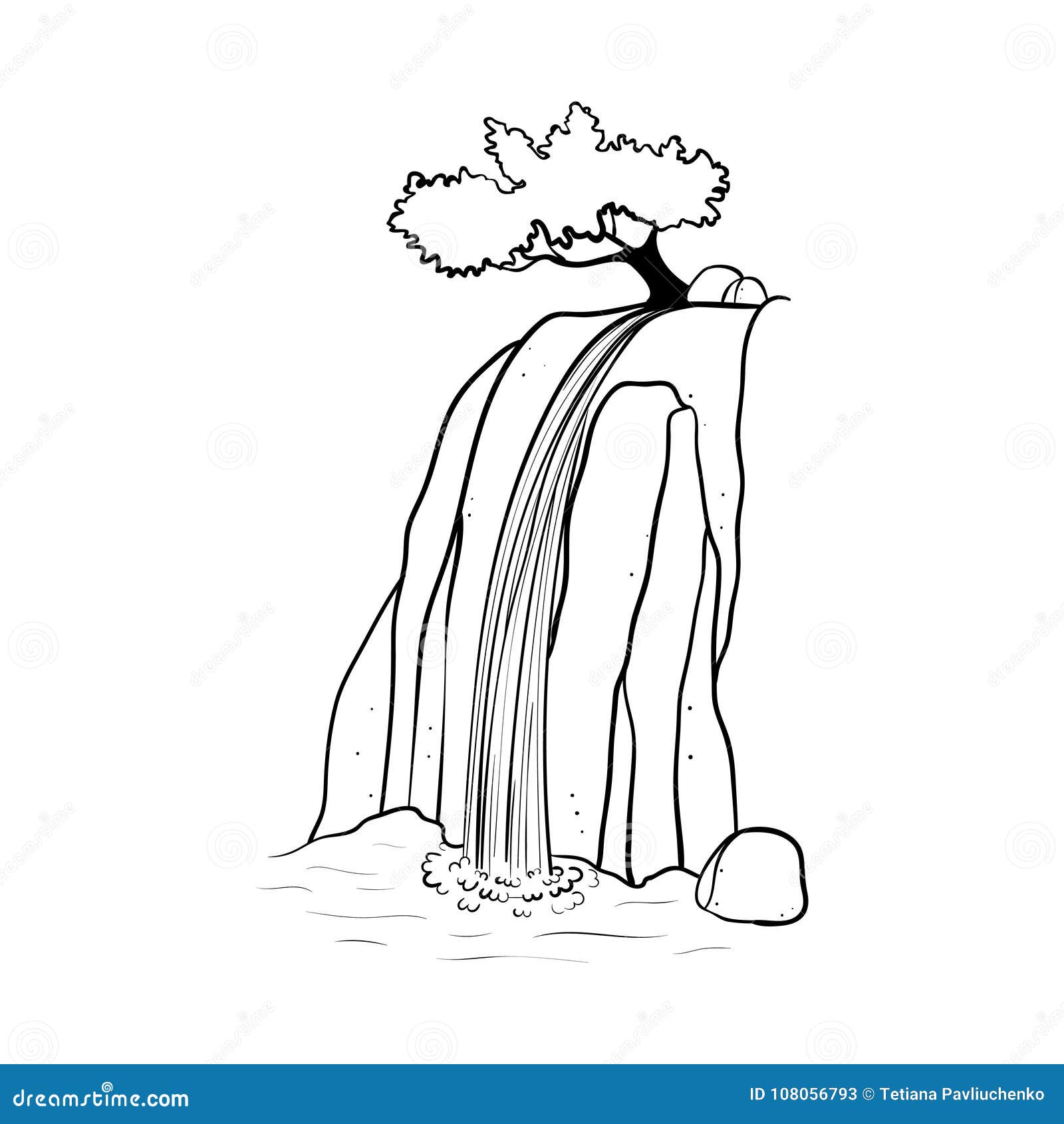 Vector Illustration of Waterfall. Stock Vector - Illustration of high ...