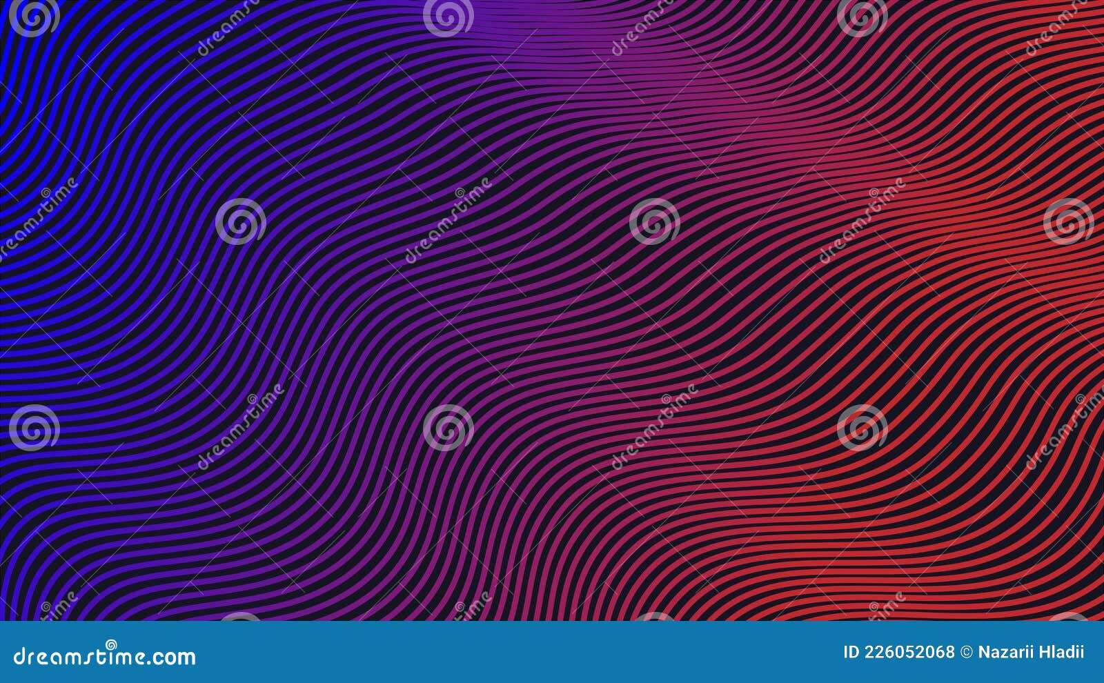 Vector Illustration of Wavy Lines. Red and Blue Gradient. Stock Vector ...