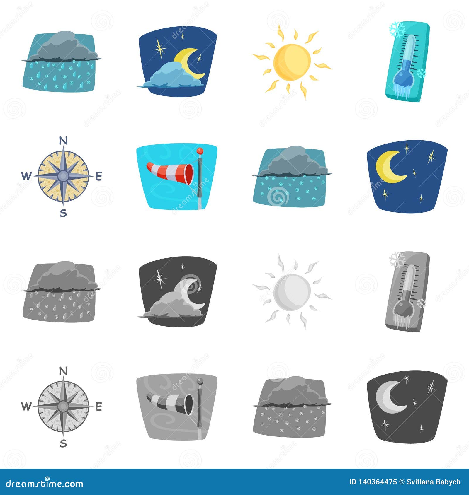 Vector Design of Weather and Climate Logo. Set of Weather and Cloud ...