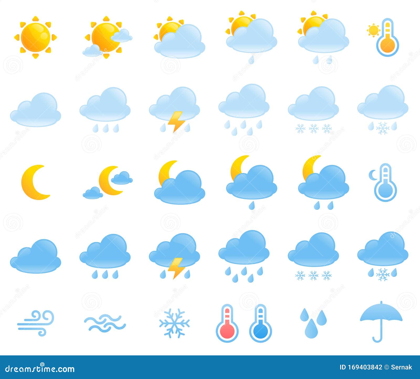 Vector Weather Climate Icons Collection Stock Vector - Illustration of ...