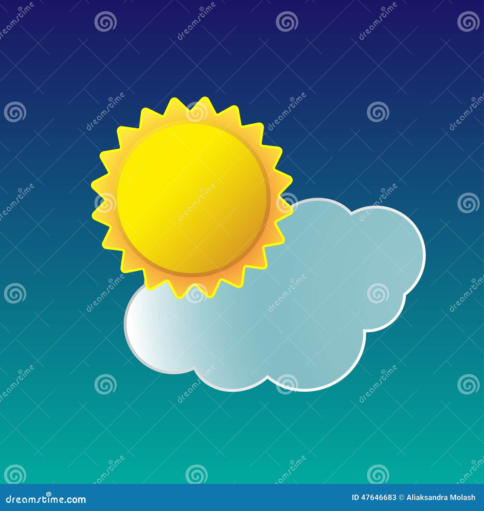 Vector Illustration of Weather Icon Sun with Cloud Stock Vector ...