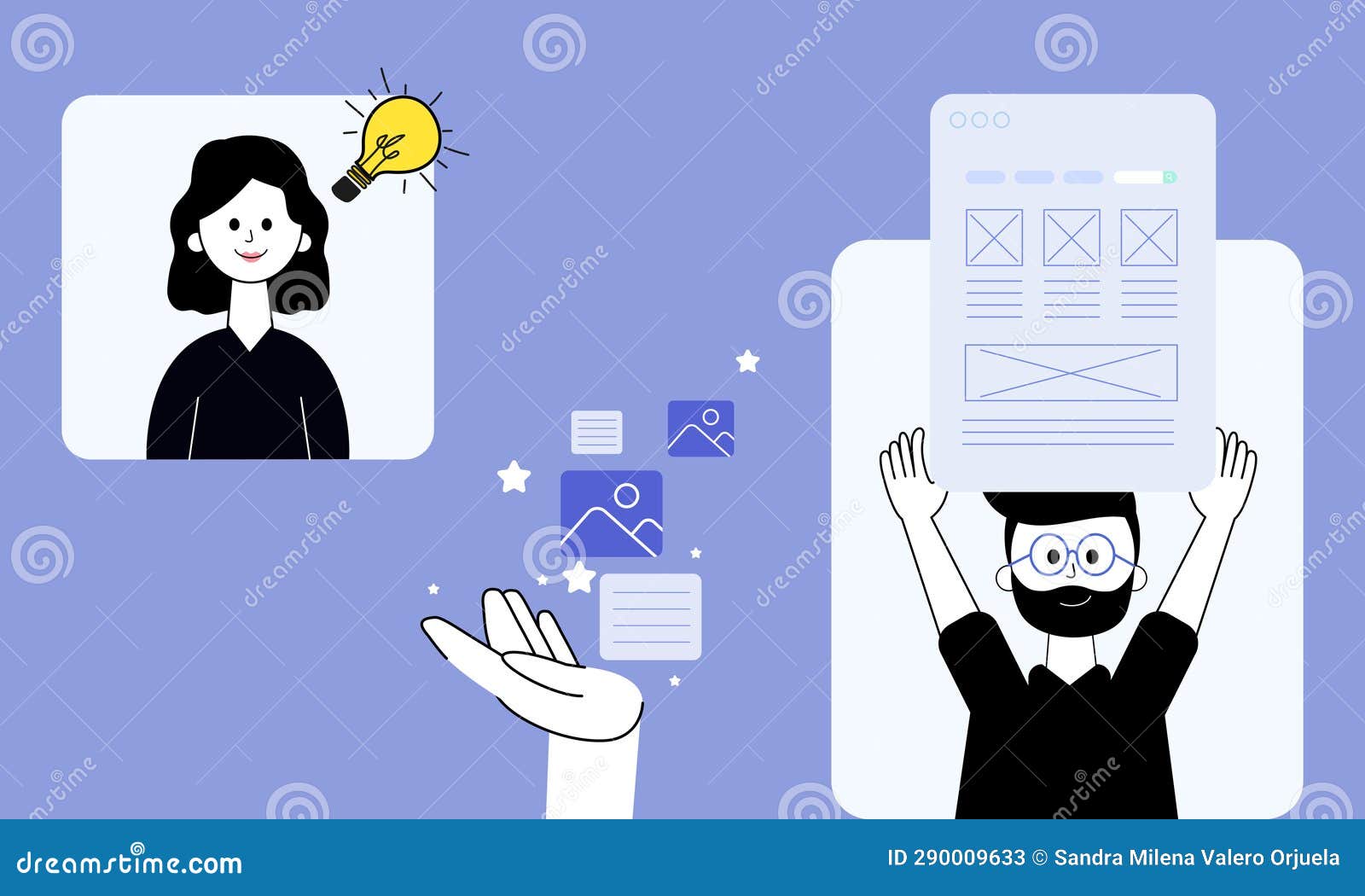 Vector Illustration of Web Development. Working Group Generating Ideas ...